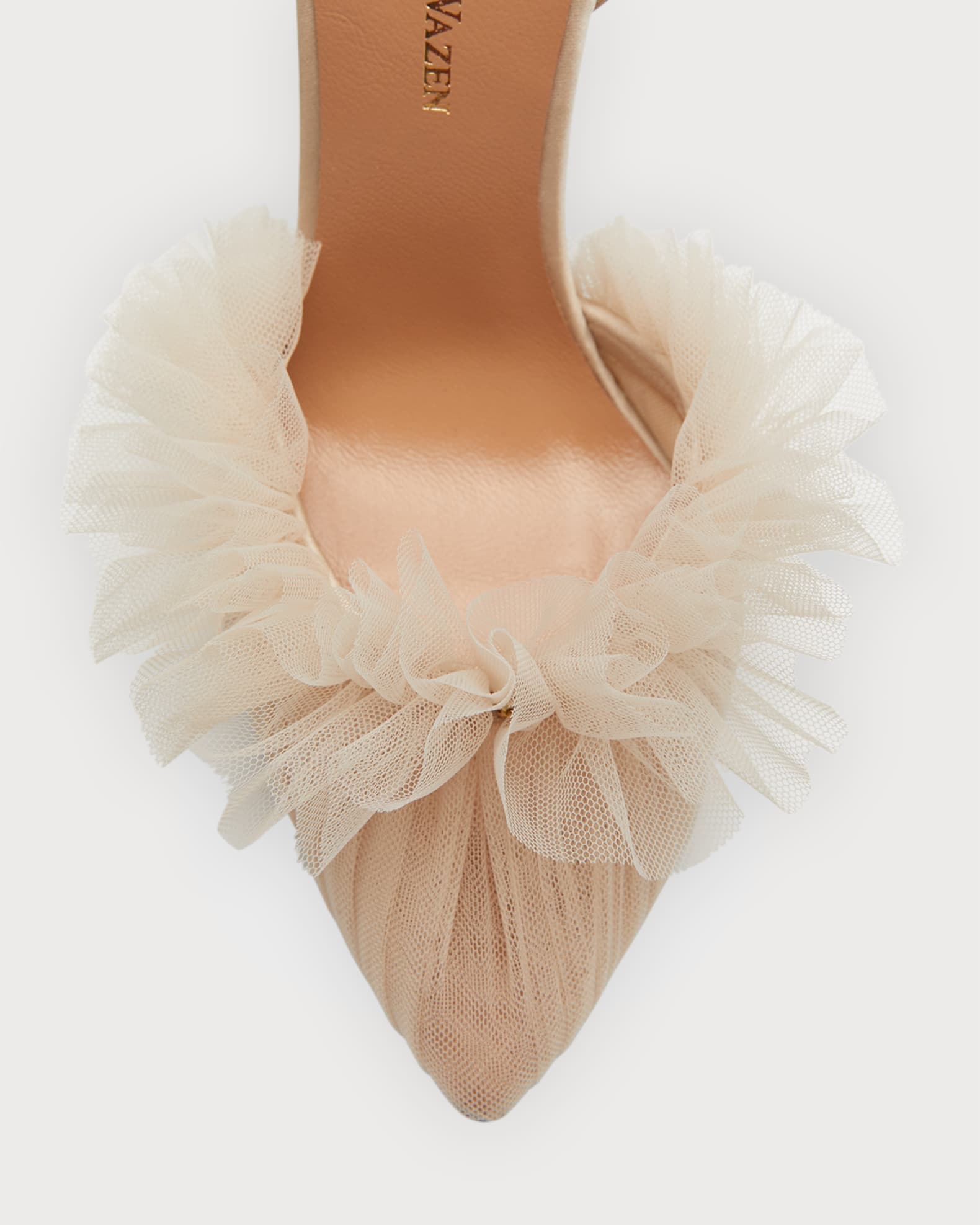 Andrea Wazen Franca Glitz Tulle Ruffle Ankle-Strap Pumps | Neiman Marcus