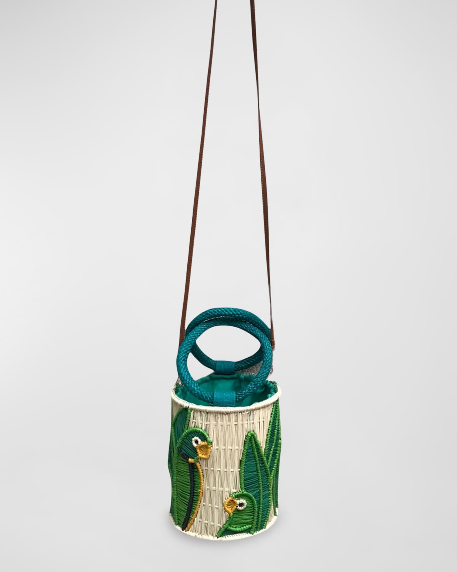Serpui Elsie Parrot Straw Top-Handle Bag | Neiman Marcus