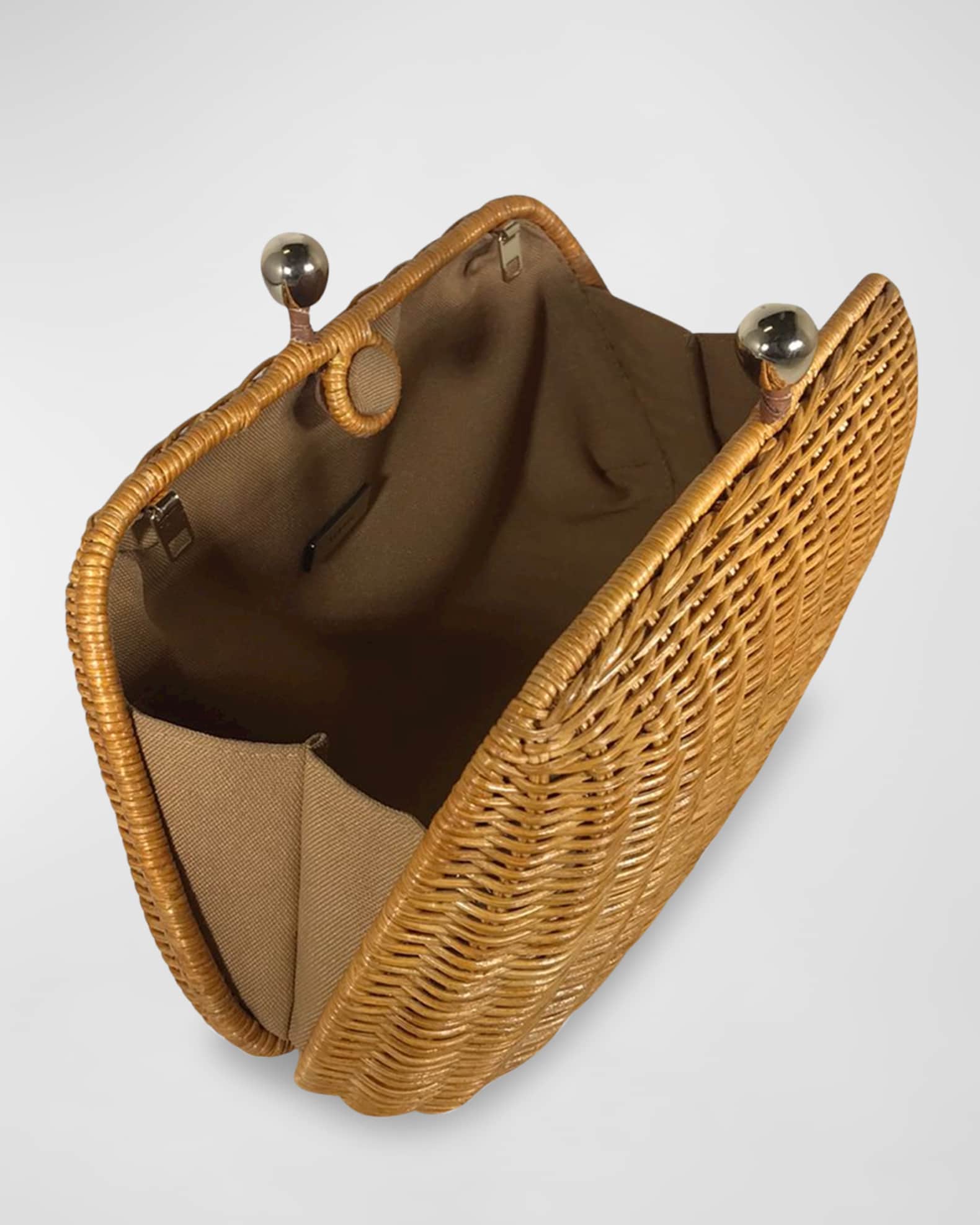 Serpui Tina Stone Wicker Clutch Bag | Neiman Marcus