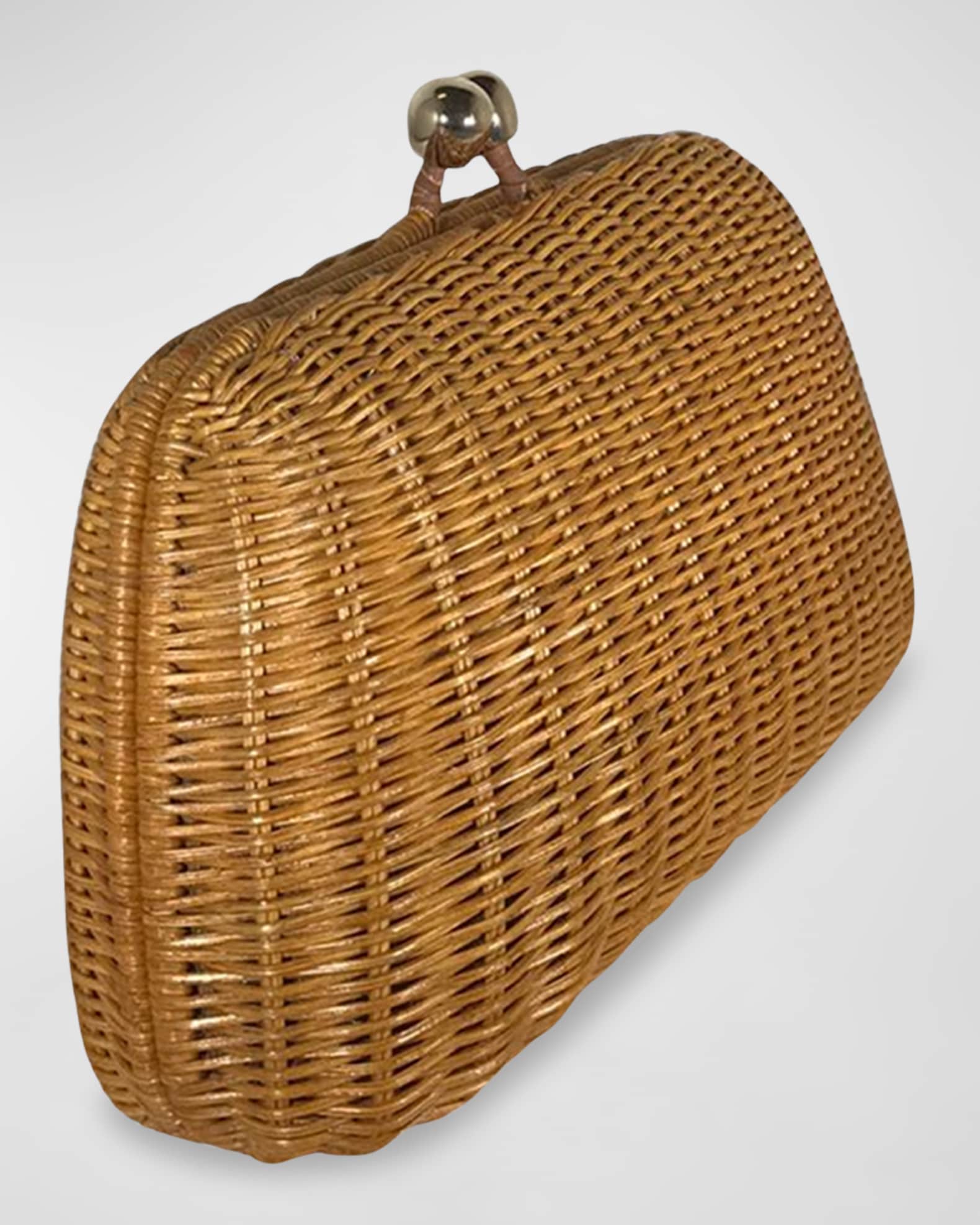 Serpui Tina Stone Wicker Clutch Bag | Neiman Marcus
