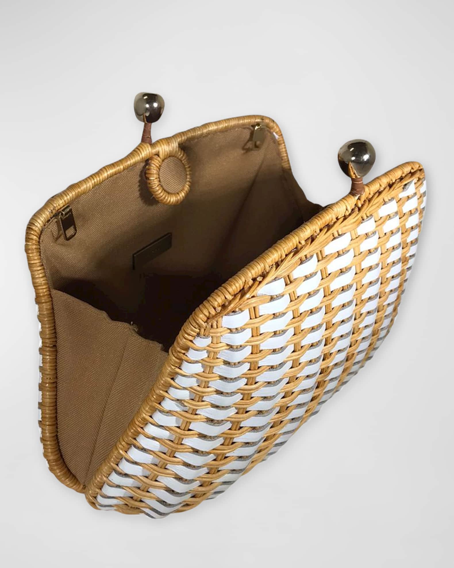 Serpui Blair Woven Wicker Clutch Bag | Neiman Marcus