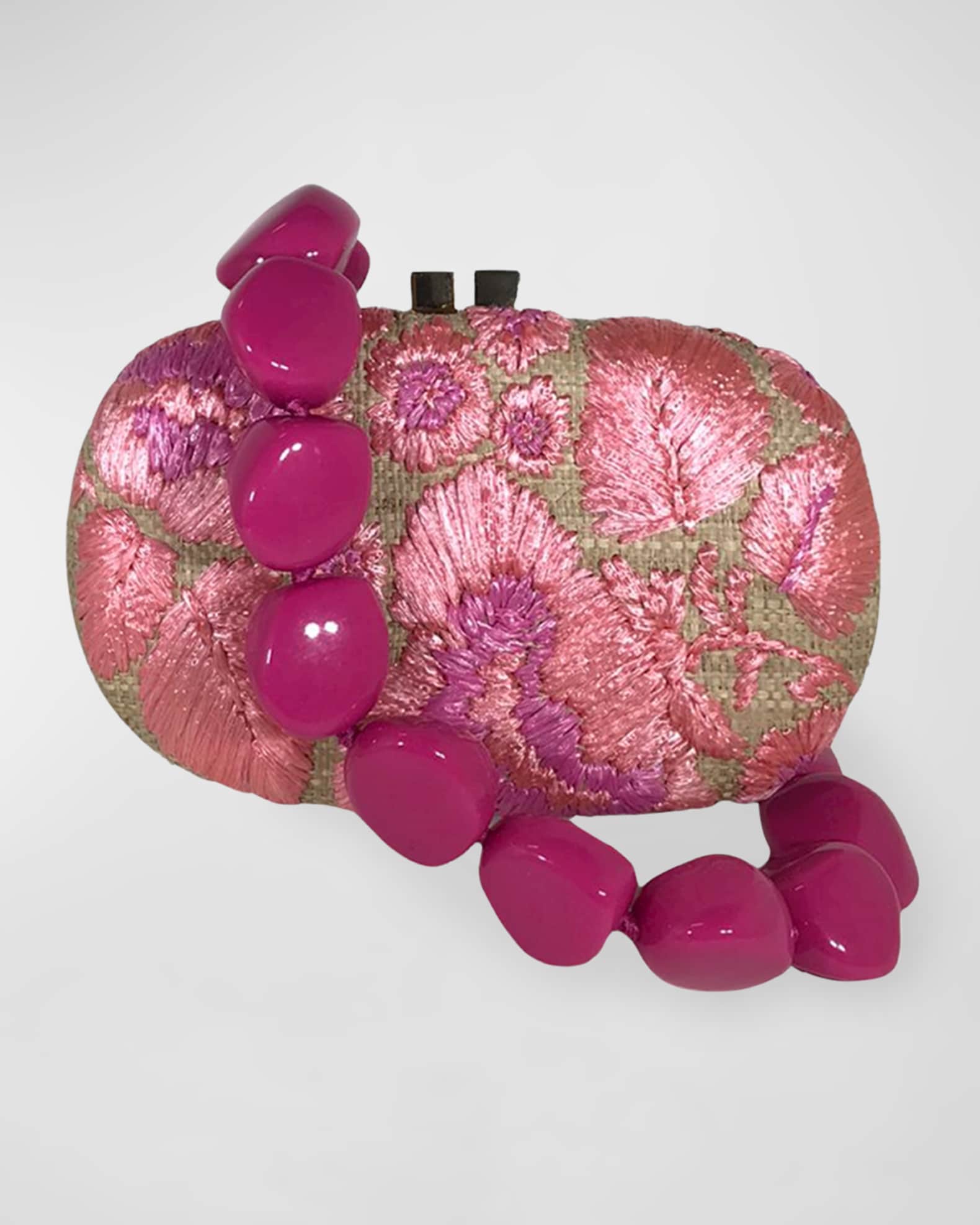 Serpui Olivine Flower Embroidered Clutch Bag | Neiman Marcus