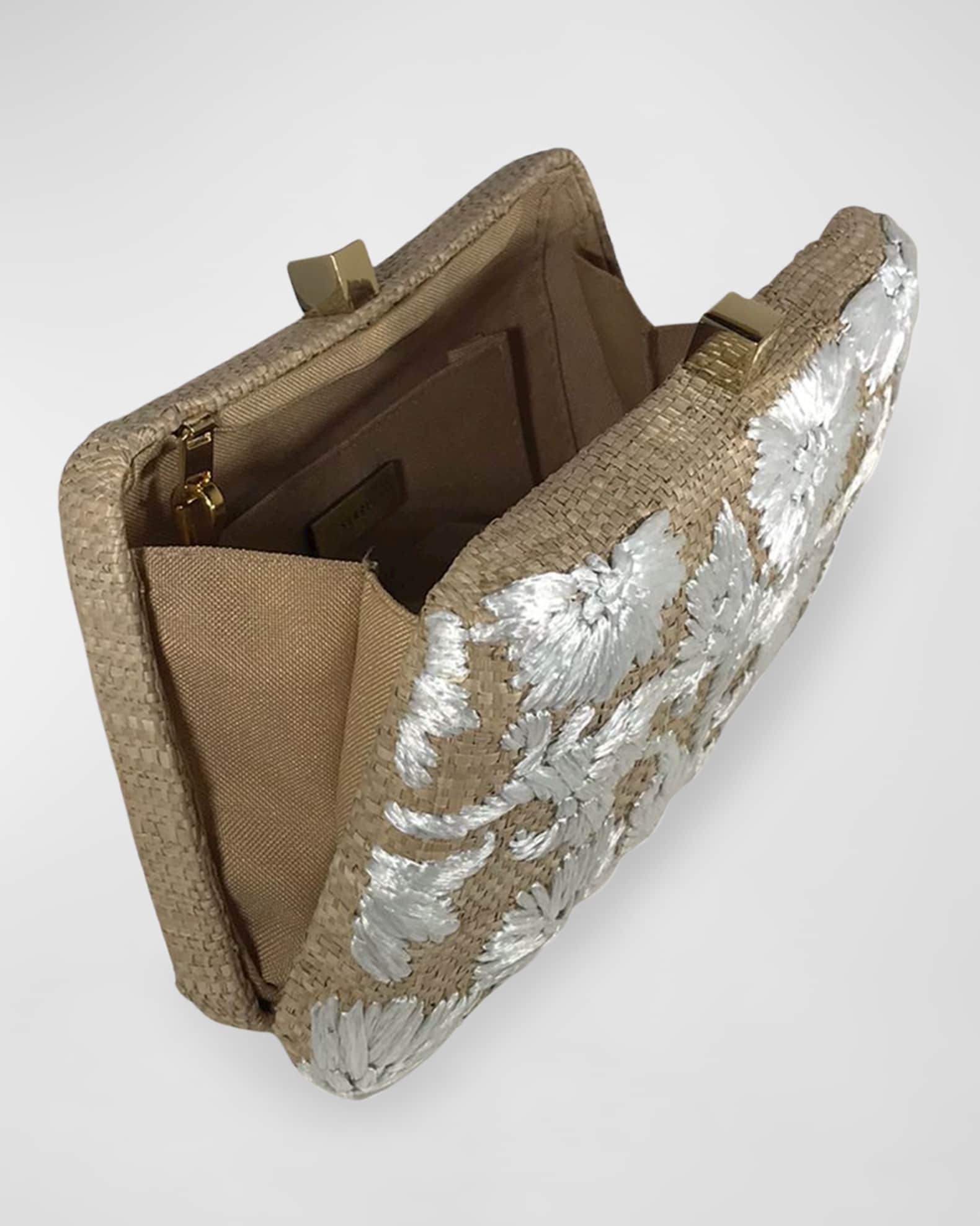 Serpui Charlotte Blossom Straw Clutch Bag | Neiman Marcus