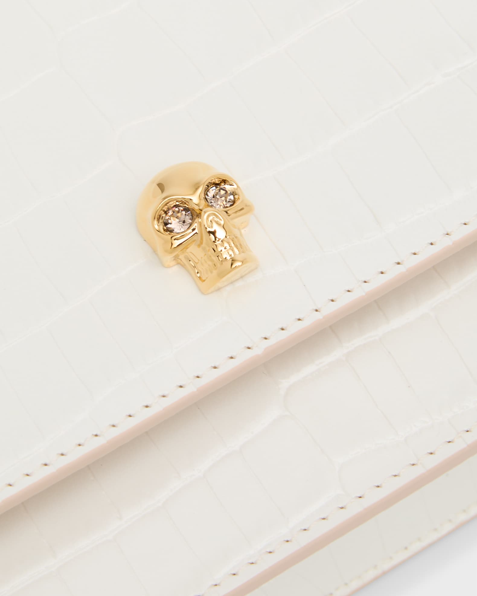 McQueen Medium Skull Croc-Embossed Top-Handle Bag | Neiman Marcus