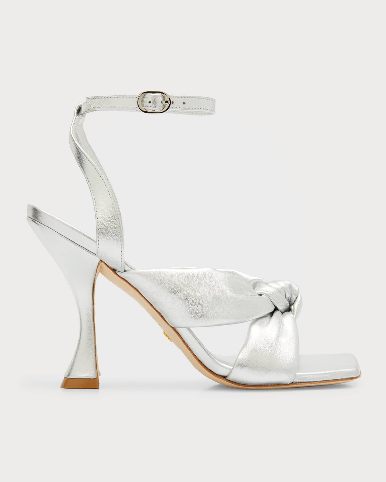 Stuart Weitzman Playa Metallic Knot Ankle-Strap Sandals | Neiman Marcus