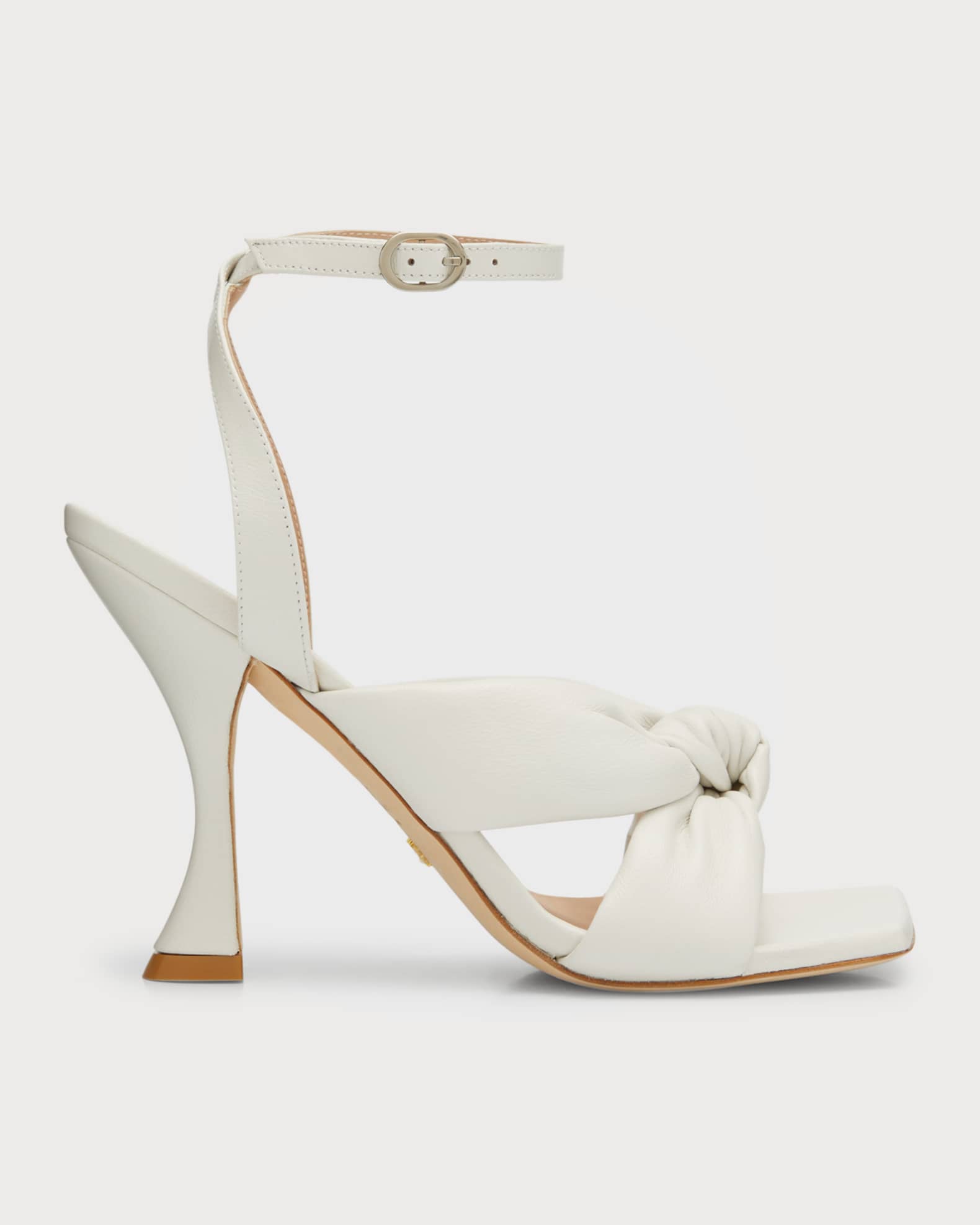Stuart Weitzman Playa Knot Ankle-Strap Lambskin Sandals | Neiman Marcus