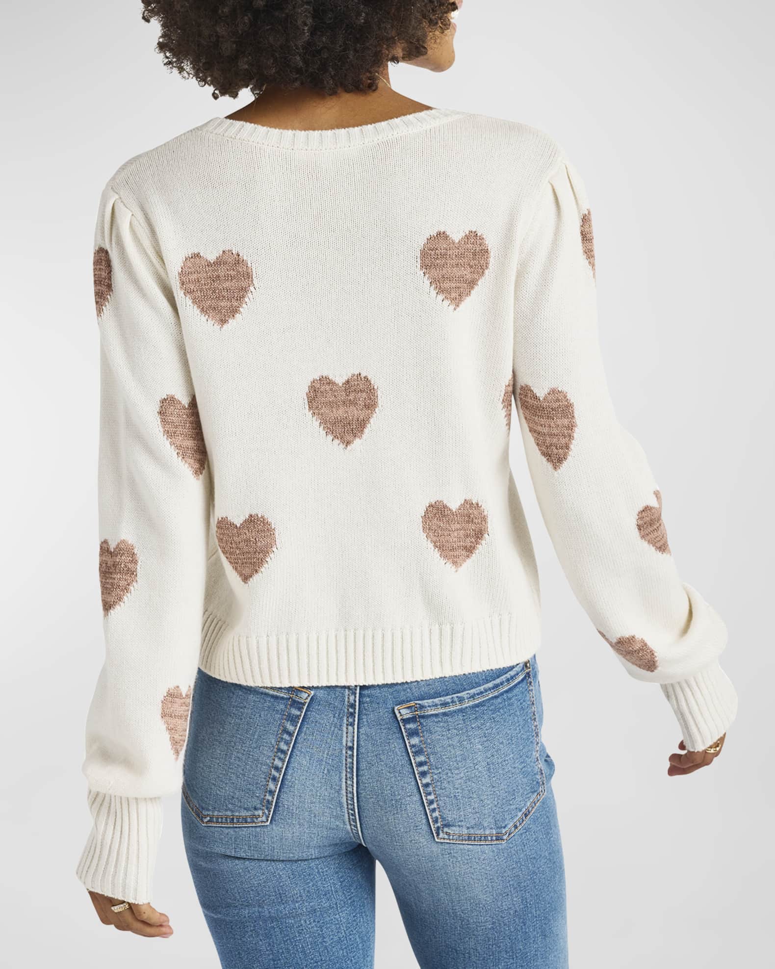 Splendid Annabelle Metallic Heart Crewneck Sweater | Neiman Marcus