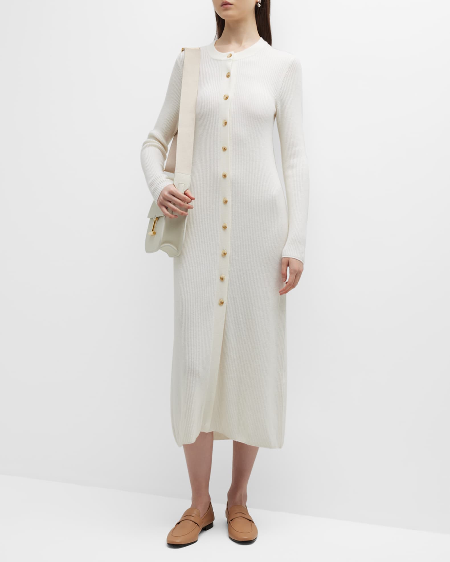 Loulou Studio Sobral Button-Front Knit Midi Dress | Neiman Marcus