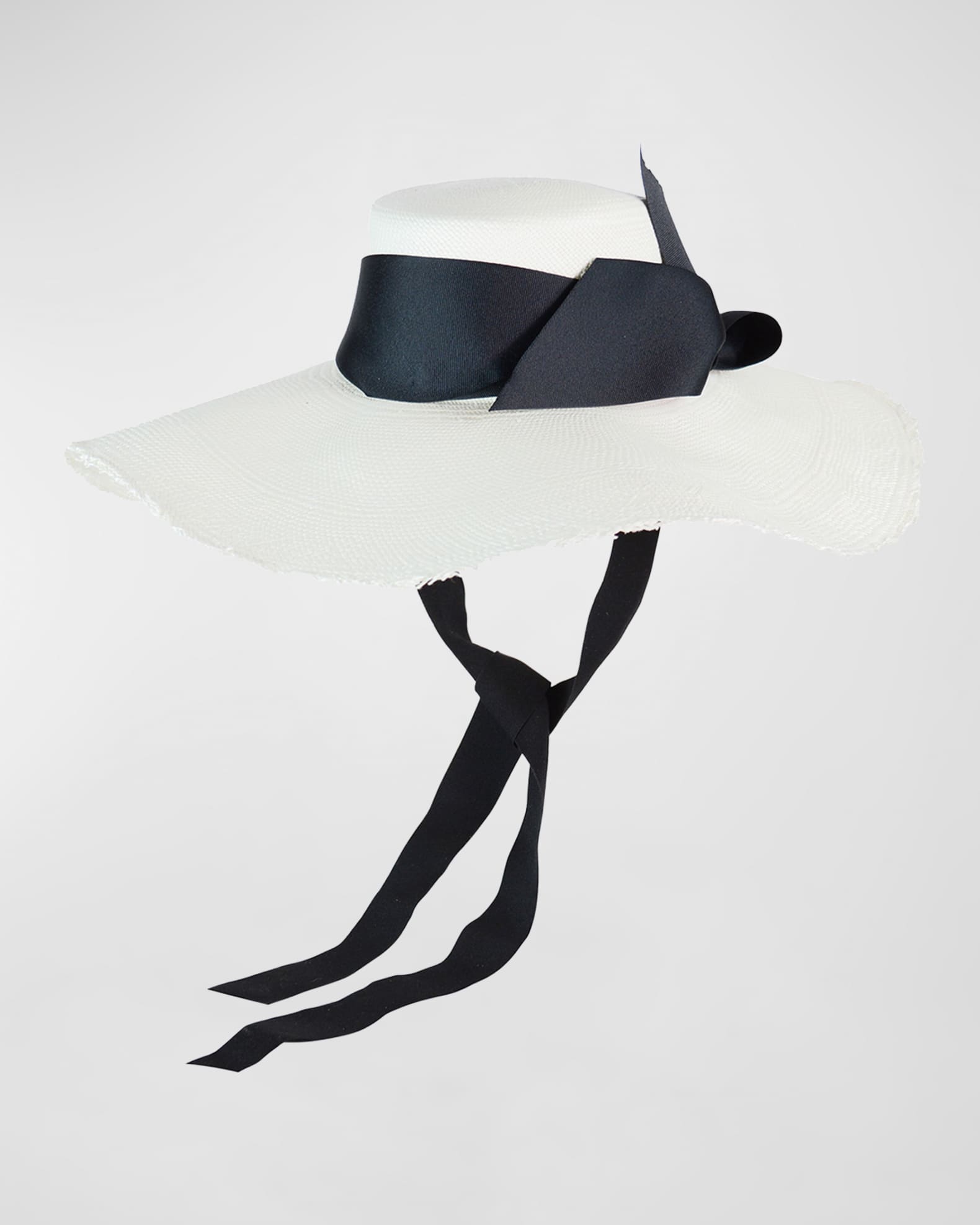 Sensi Studio Frayed Floppy Straw Long Brim Hat | Neiman Marcus