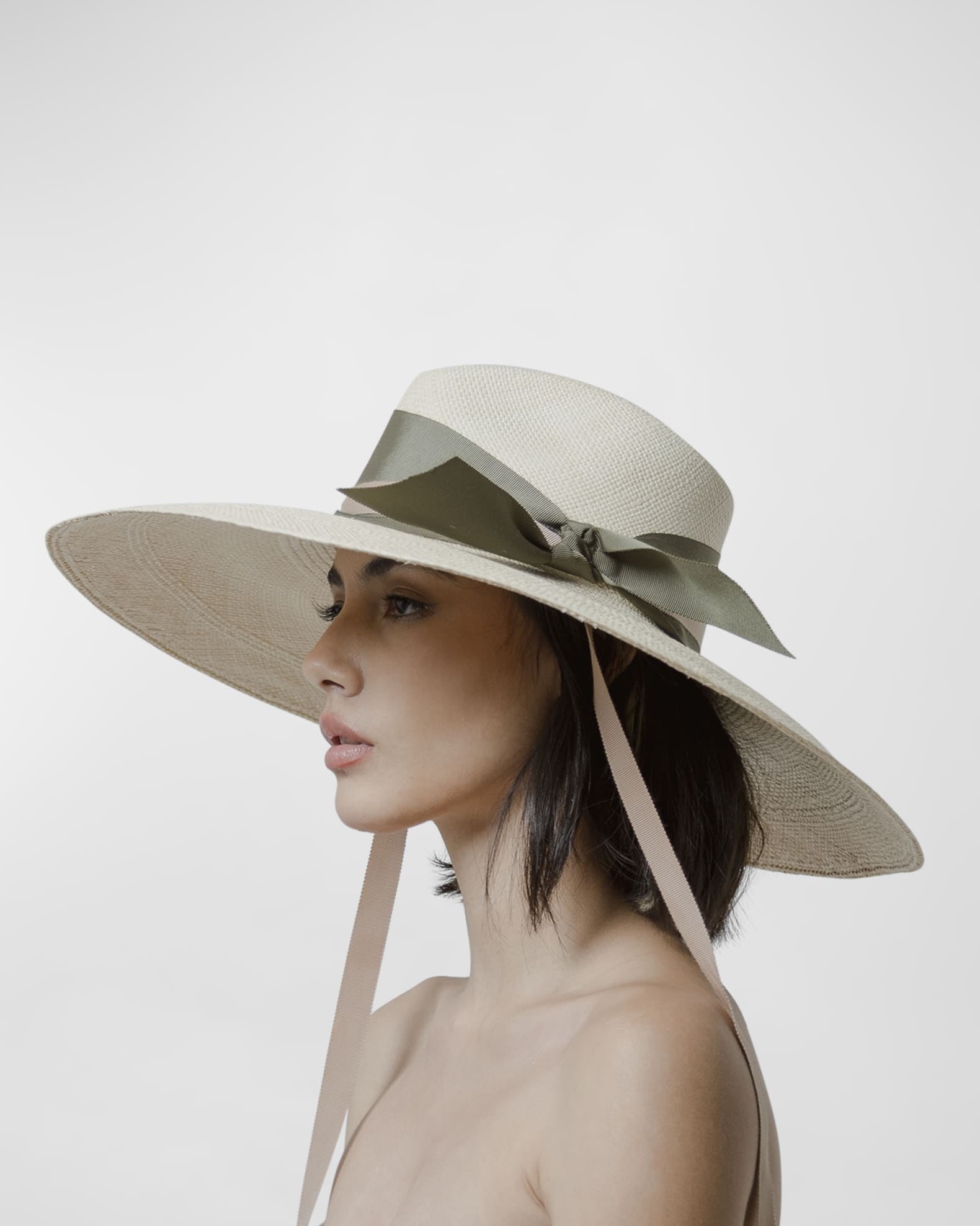 Sensi Studio Straw Extra-Long Brim Hat With Bow Band | Neiman Marcus