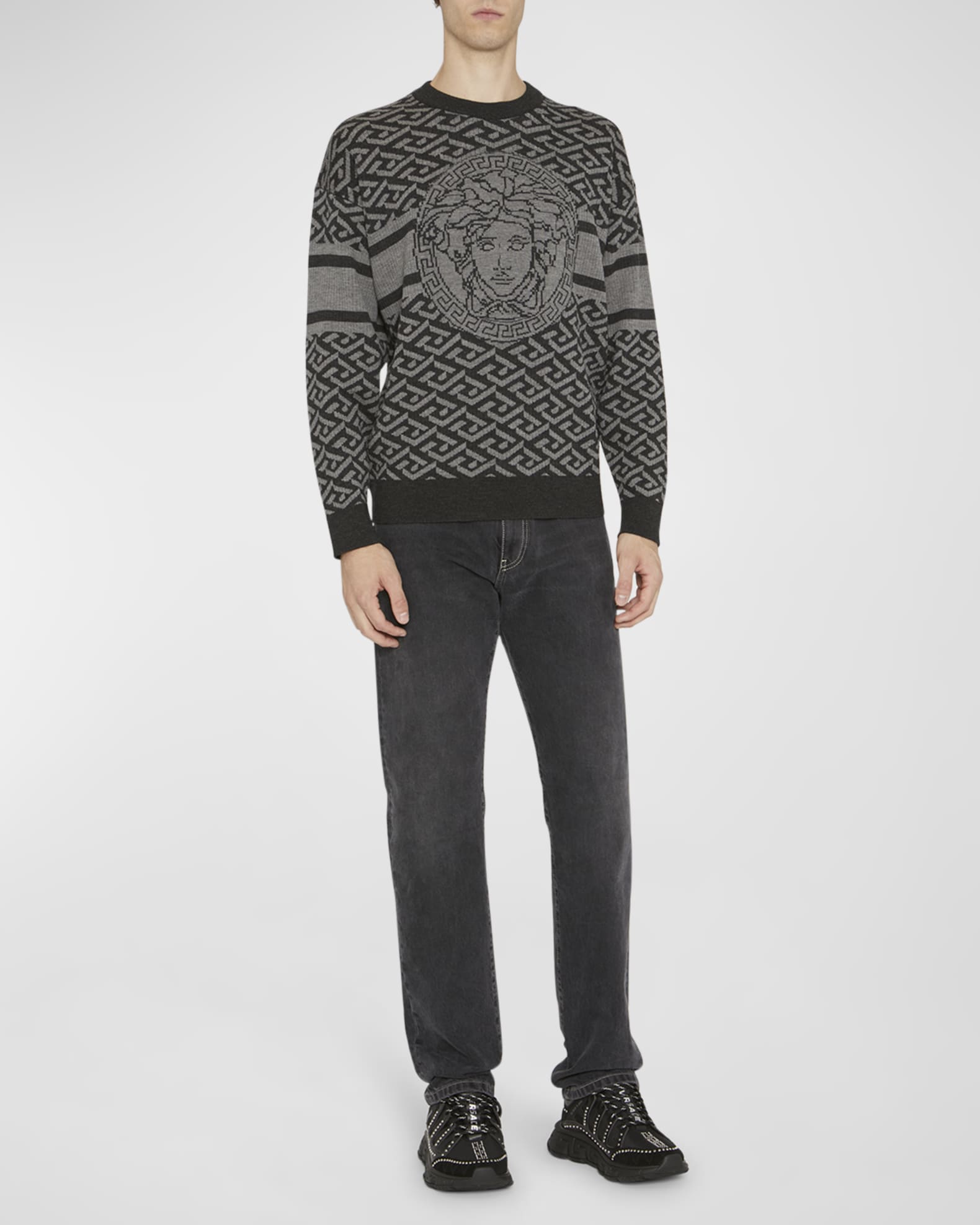 Versace Men's Embellished Trigreca Fashion Sneakers | Neiman Marcus