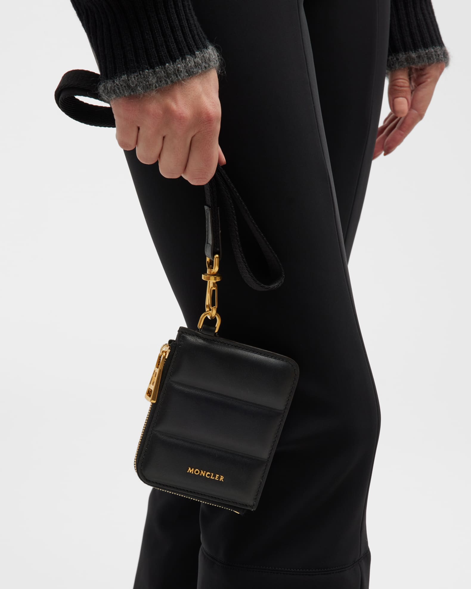 Moncler Leather Flat Small Wallet with Logo | Neiman Marcus