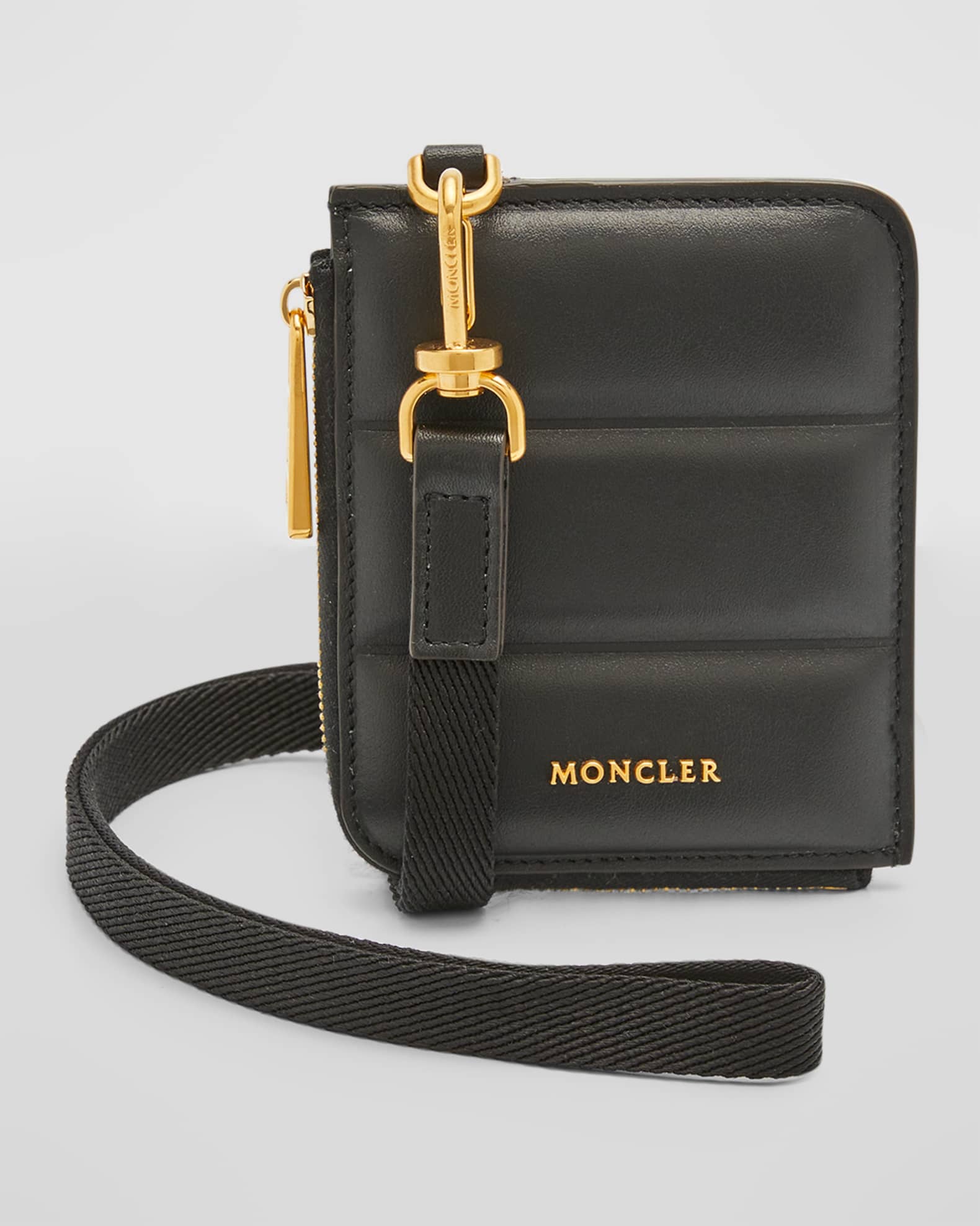 Moncler Leather Flat Small Wallet with Logo | Neiman Marcus