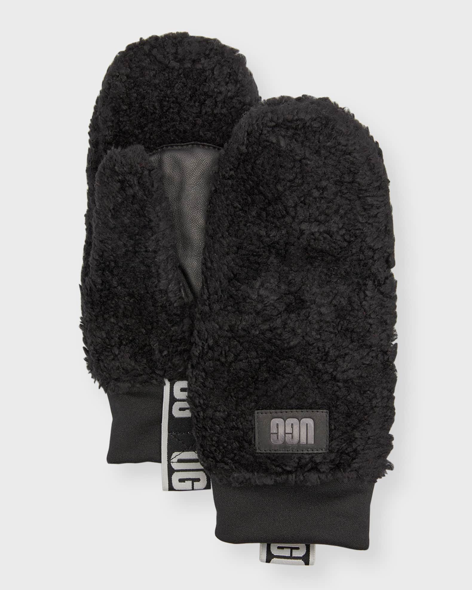 UGG Logo Sherpa Mittens | Neiman Marcus