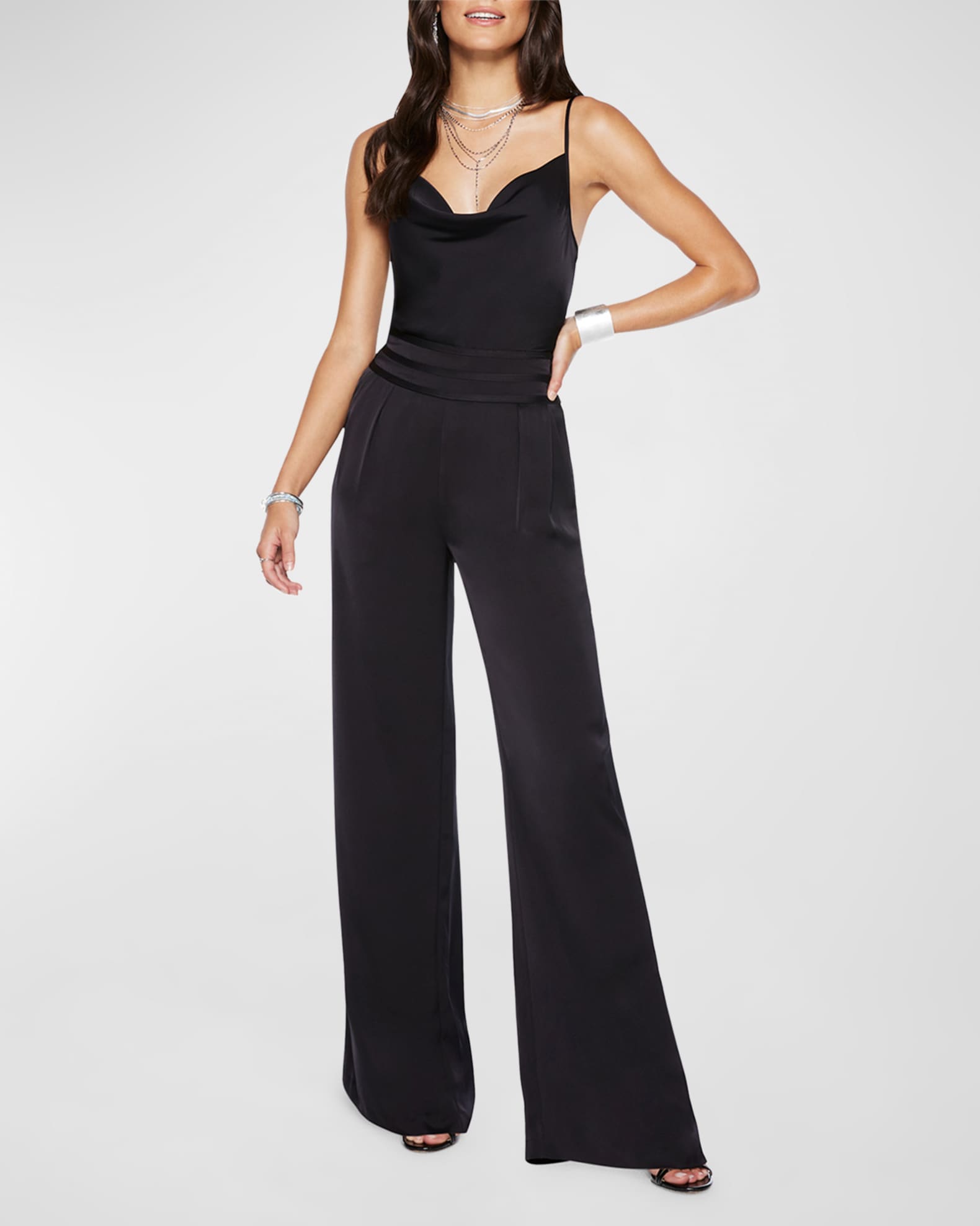 Ramy Brook Joss Satin Wide-Leg Trousers | Neiman Marcus
