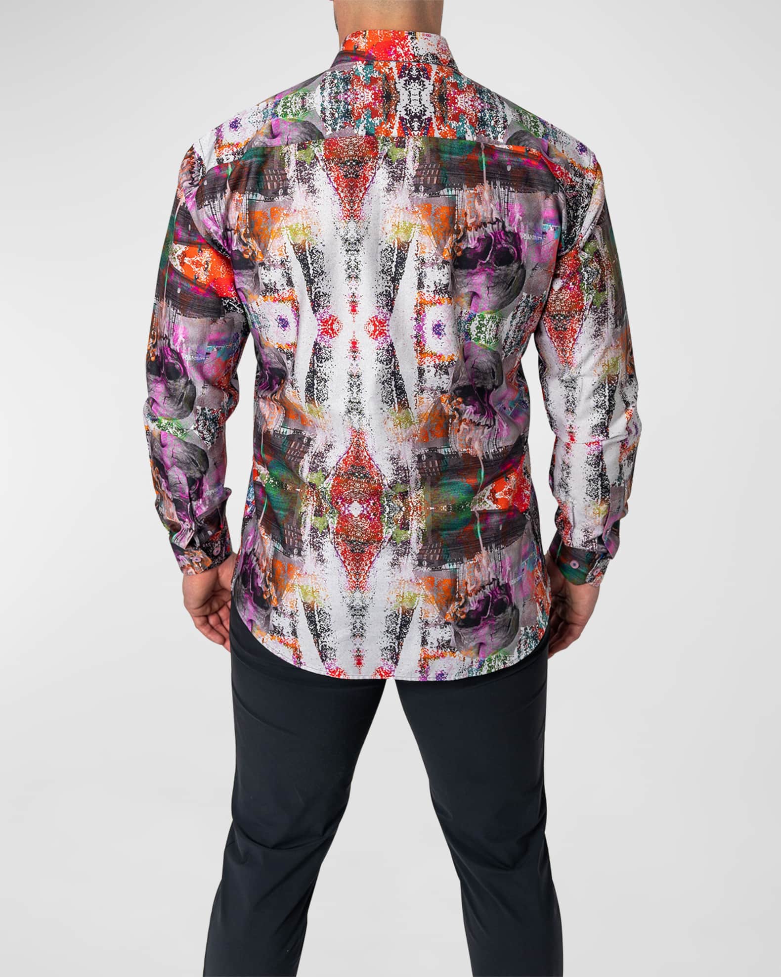 Maceoo Men's Fibonacci Button-Down Shirt, Skull Scramble Multi | Neiman ...