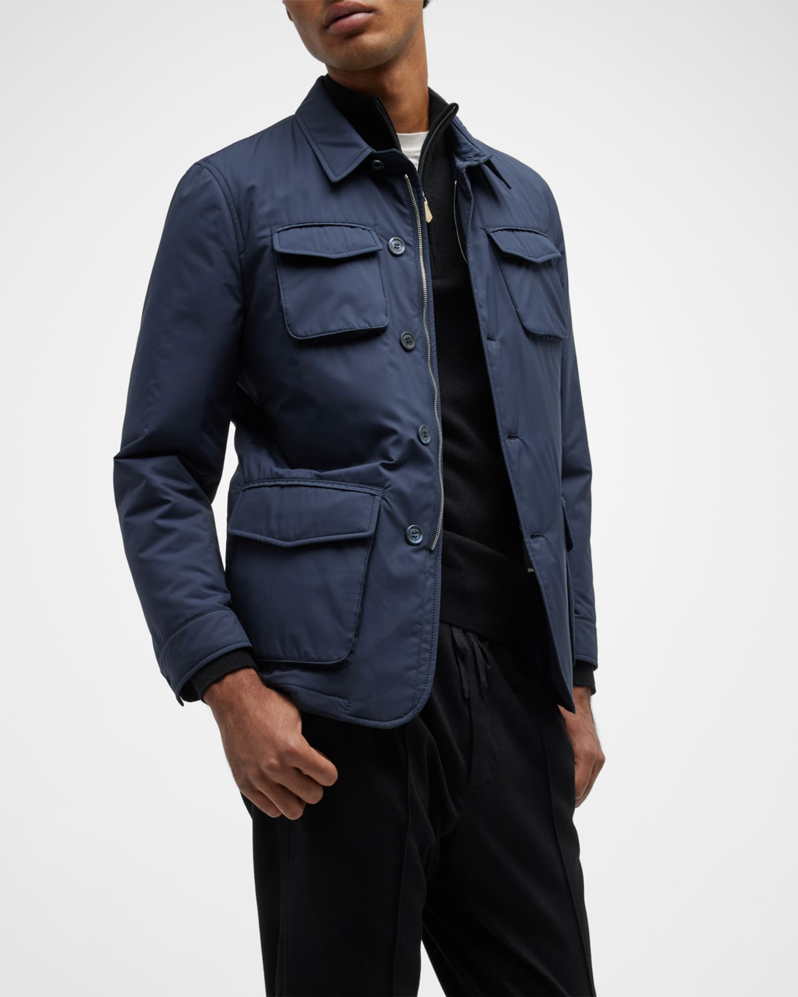 Stefano Ricci Men's Solid Silk Field Jacket | Neiman Marcus