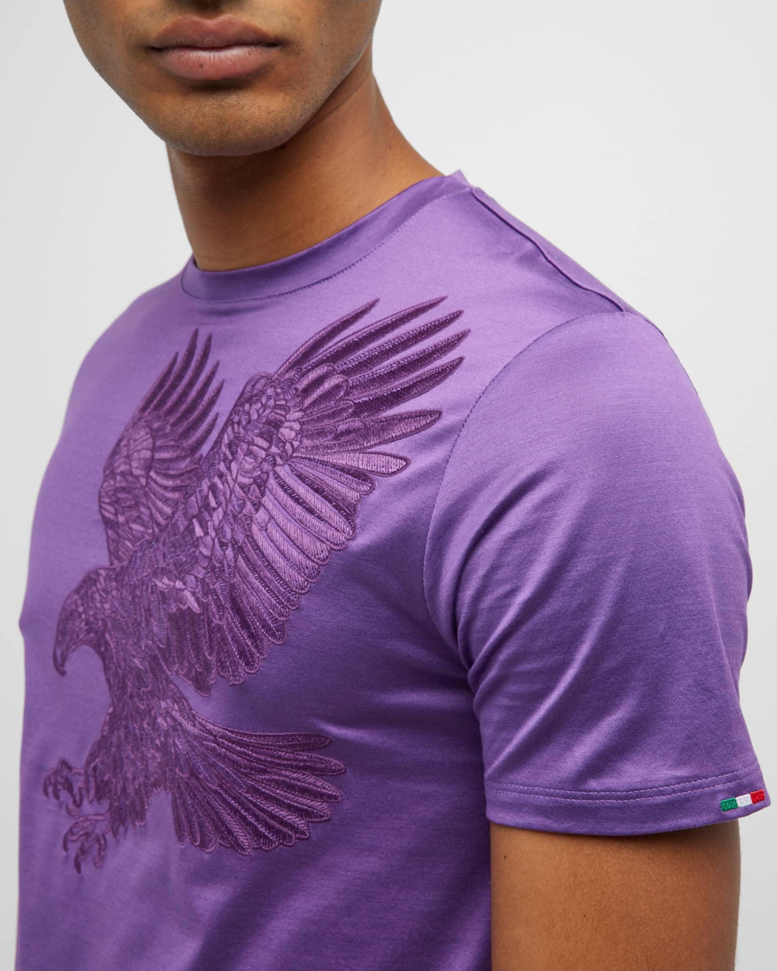 Stefano Ricci Men's Tonal Embroidered Eagle T-Shirt | Neiman Marcus
