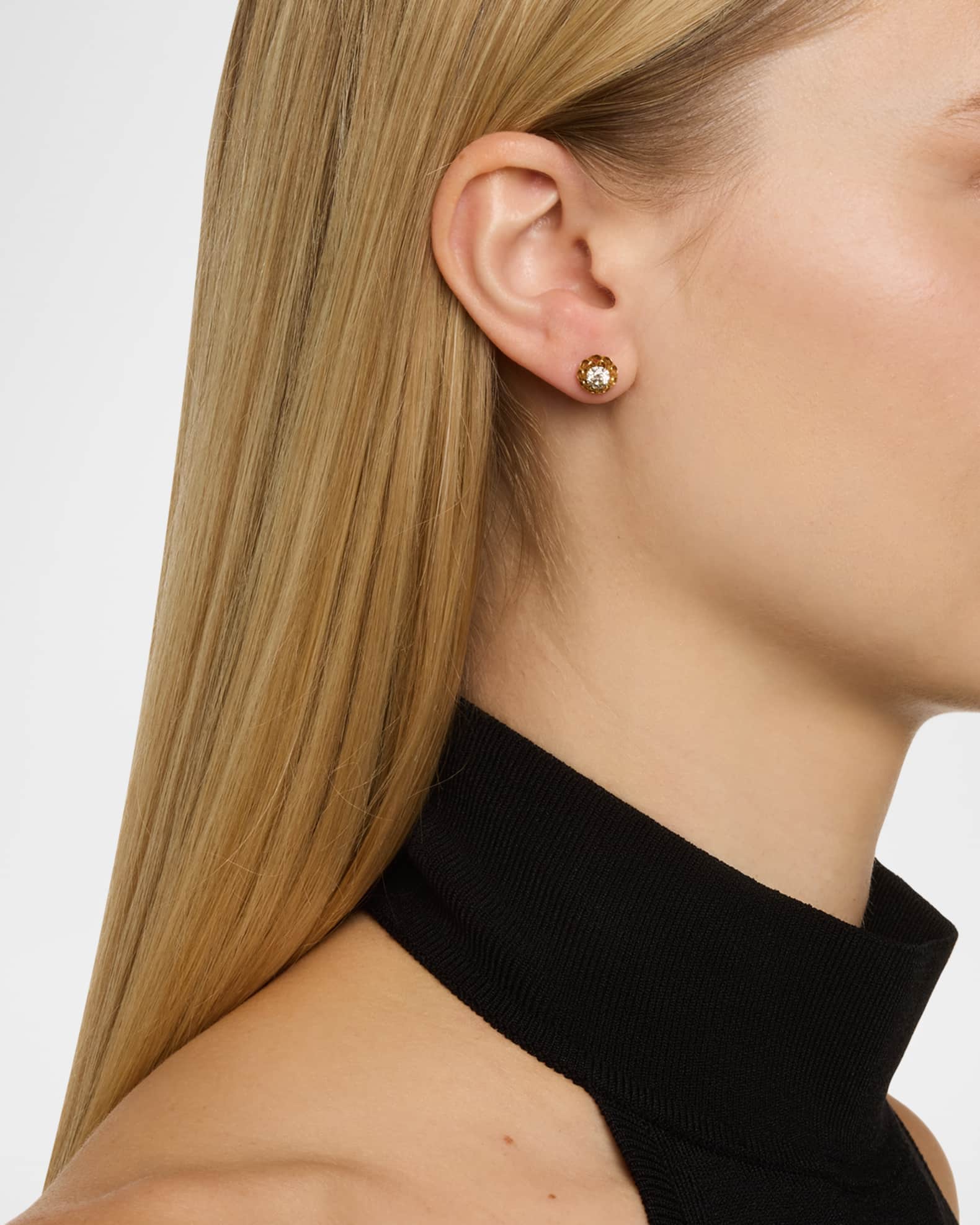 NM Estate Estate 14K Yellow Gold Diamond Double Scallop Stud Earrings | Neiman Marcus