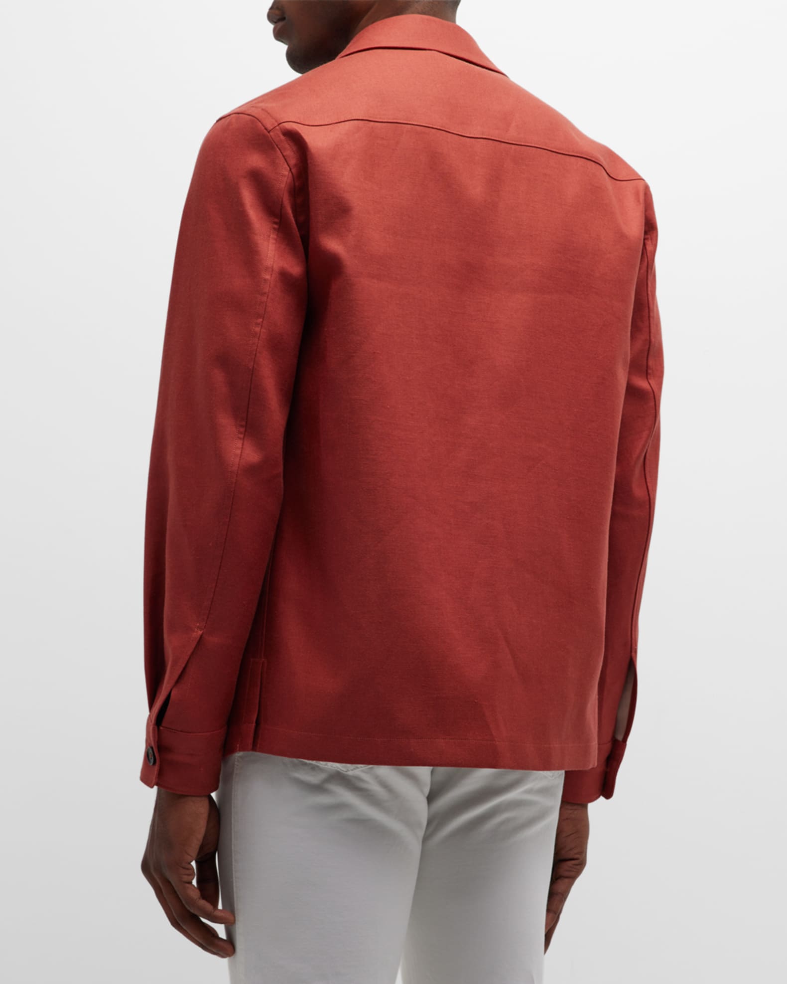 ZEGNA Men's Covered Placket Linen Overshirt | Neiman Marcus
