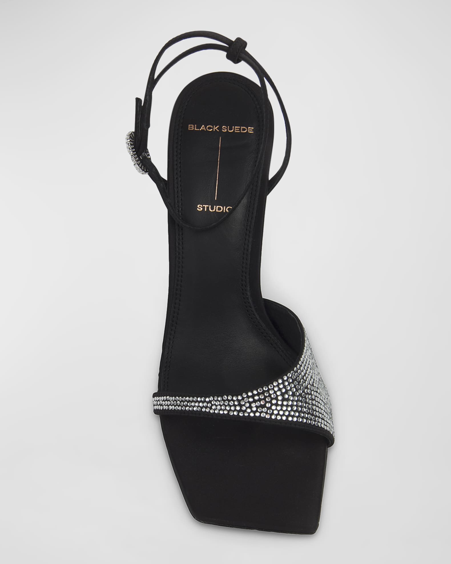 Black Suede Studio Jordan Square-Toe Ankle-Strap Sandals | Neiman Marcus