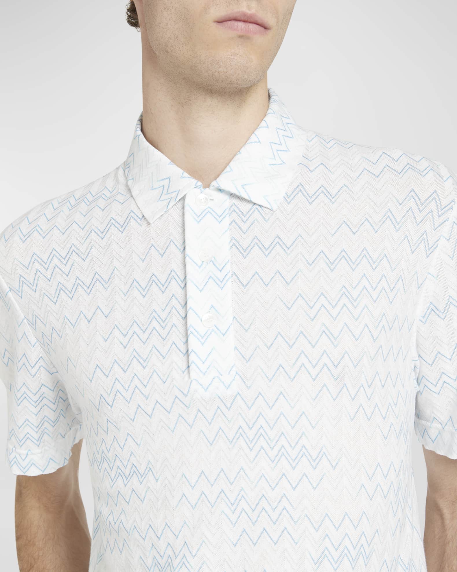 Missoni Men's Sheer Space-Dyed Chevron Polo Shirt | Neiman Marcus