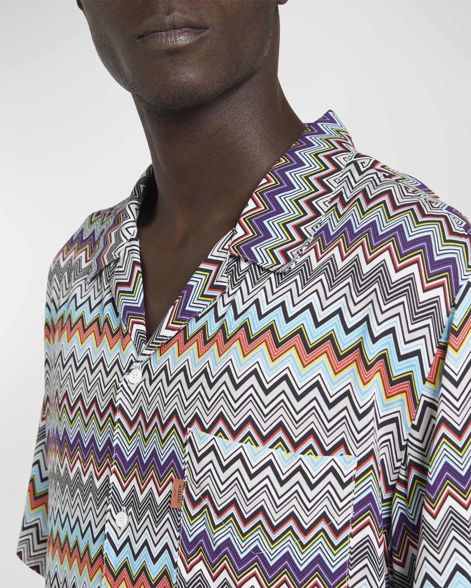 Missoni Men's Multicolor Chevron Camp Shirt | Neiman Marcus