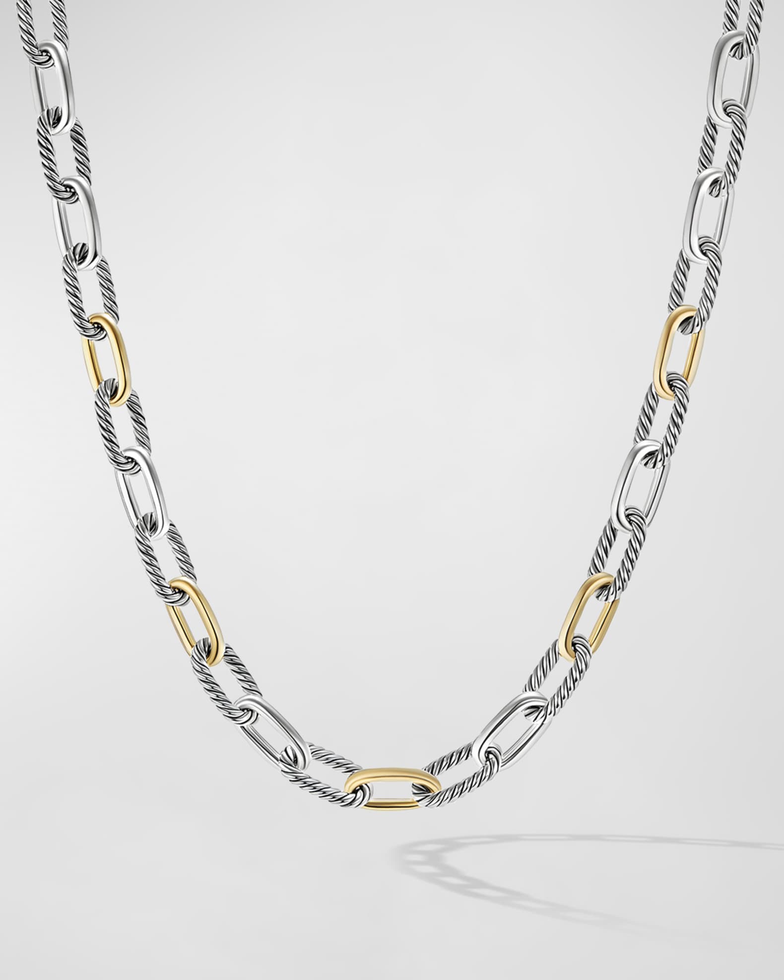 David Yurman DY Madison Chain Necklace in Silver with 18K Gold, 11mm, 18"L | Neiman Marcus