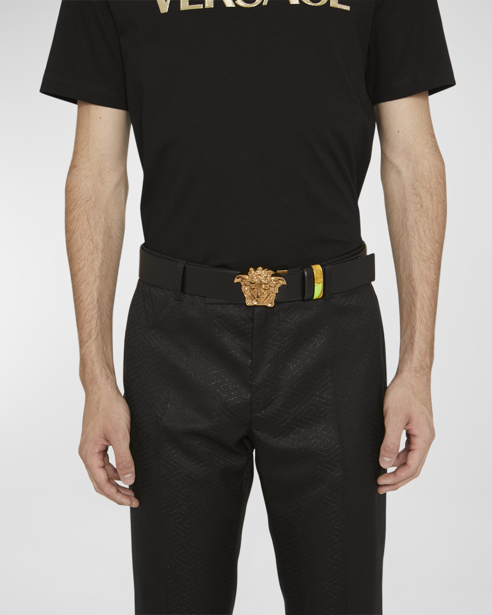Versace Men's Medusa Head Reversible Leather Belt | Neiman Marcus