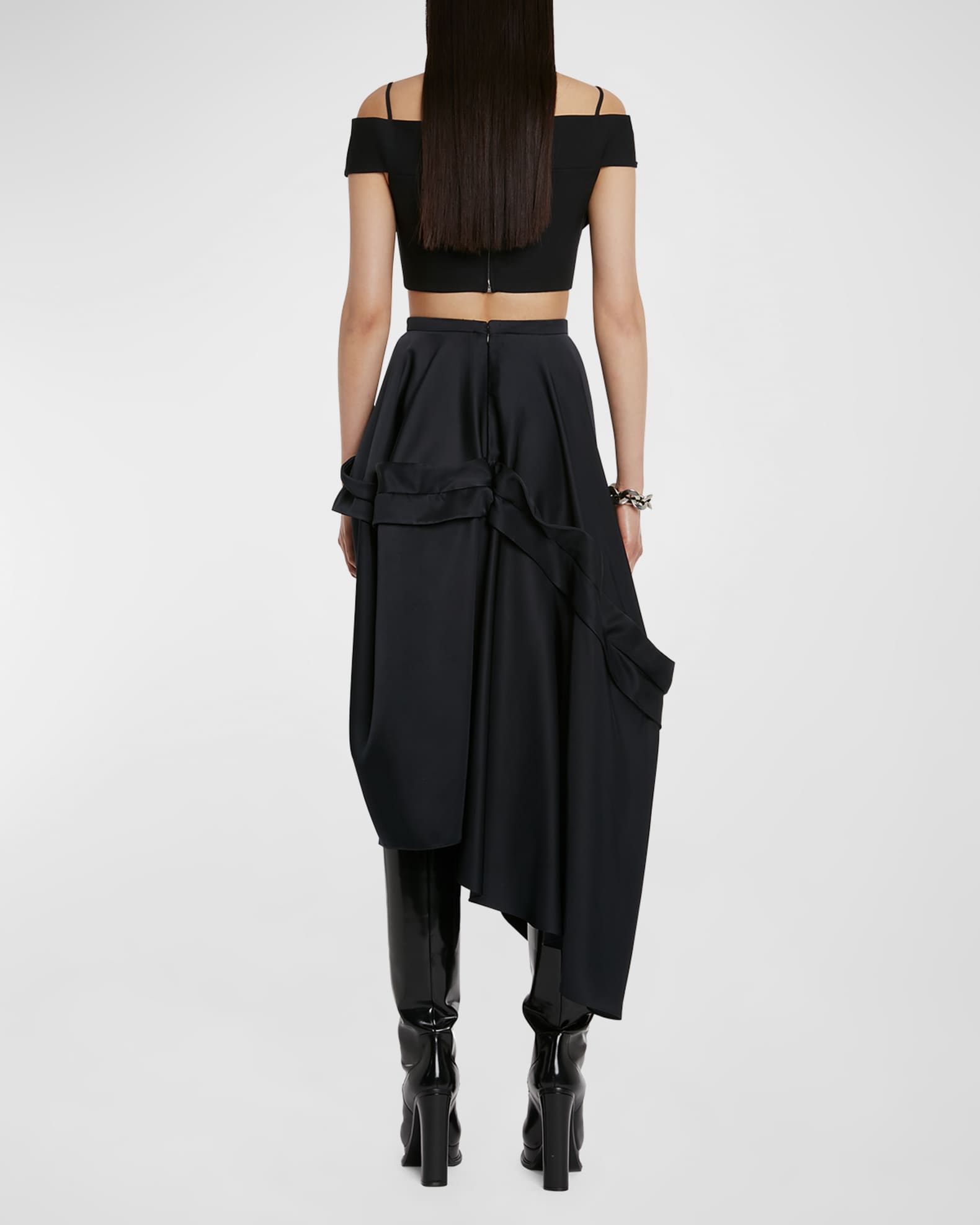 Alexander McQueen Structured Off-The-Shoulder Crop Top | Neiman Marcus
