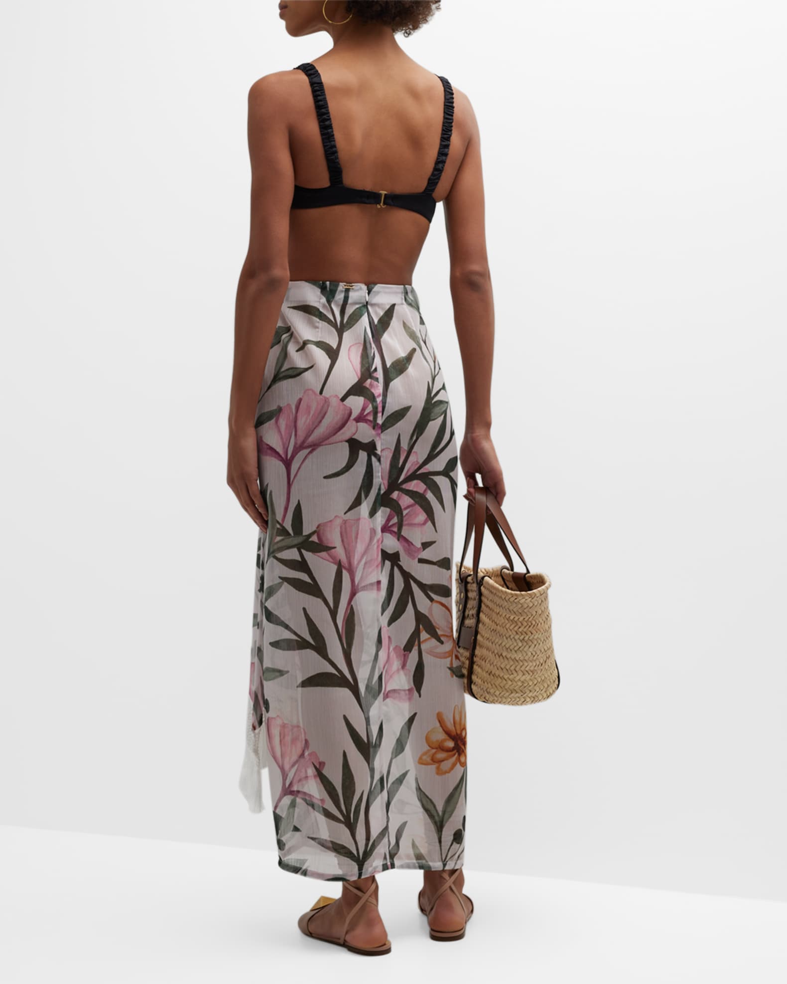 PatBO Jasmin Fringe-Trim Beach Skirt | Neiman Marcus