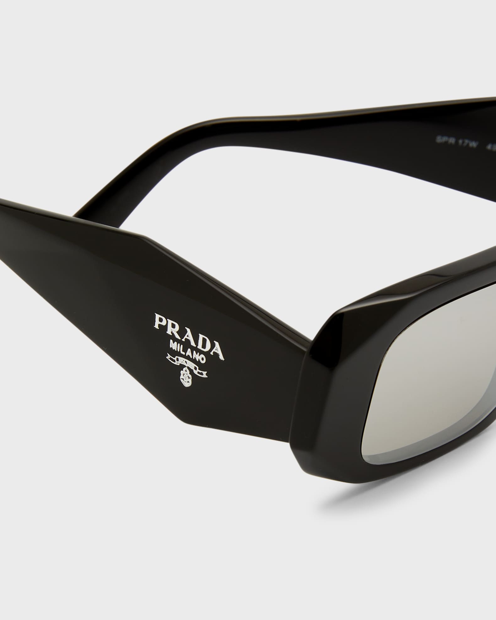 Prada Mirrored Rectangle Acetate Logo Sunglasses | Neiman Marcus