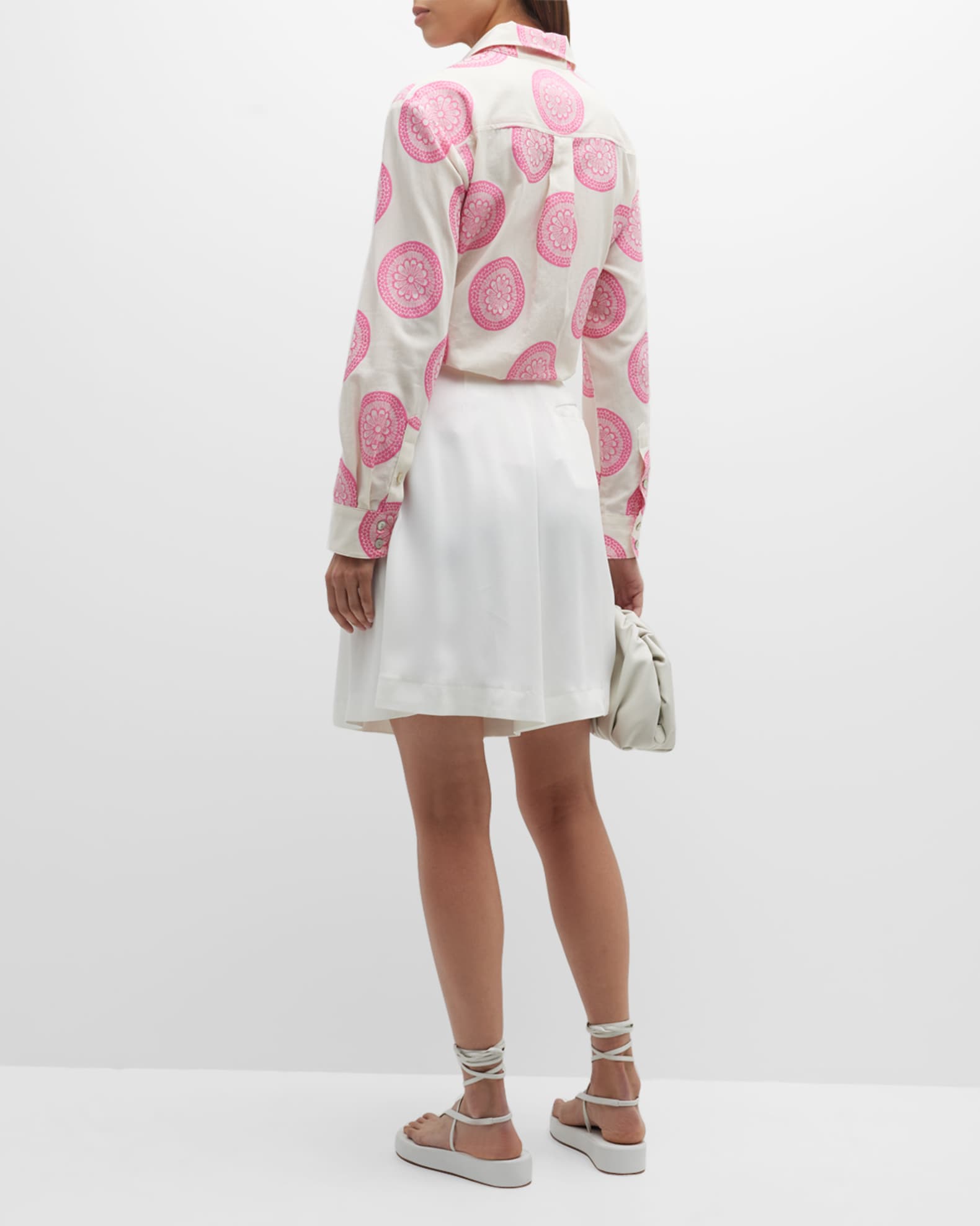 Finley Alexa Medallion-Print Point-Collar Boyfriend Shirt | Neiman Marcus