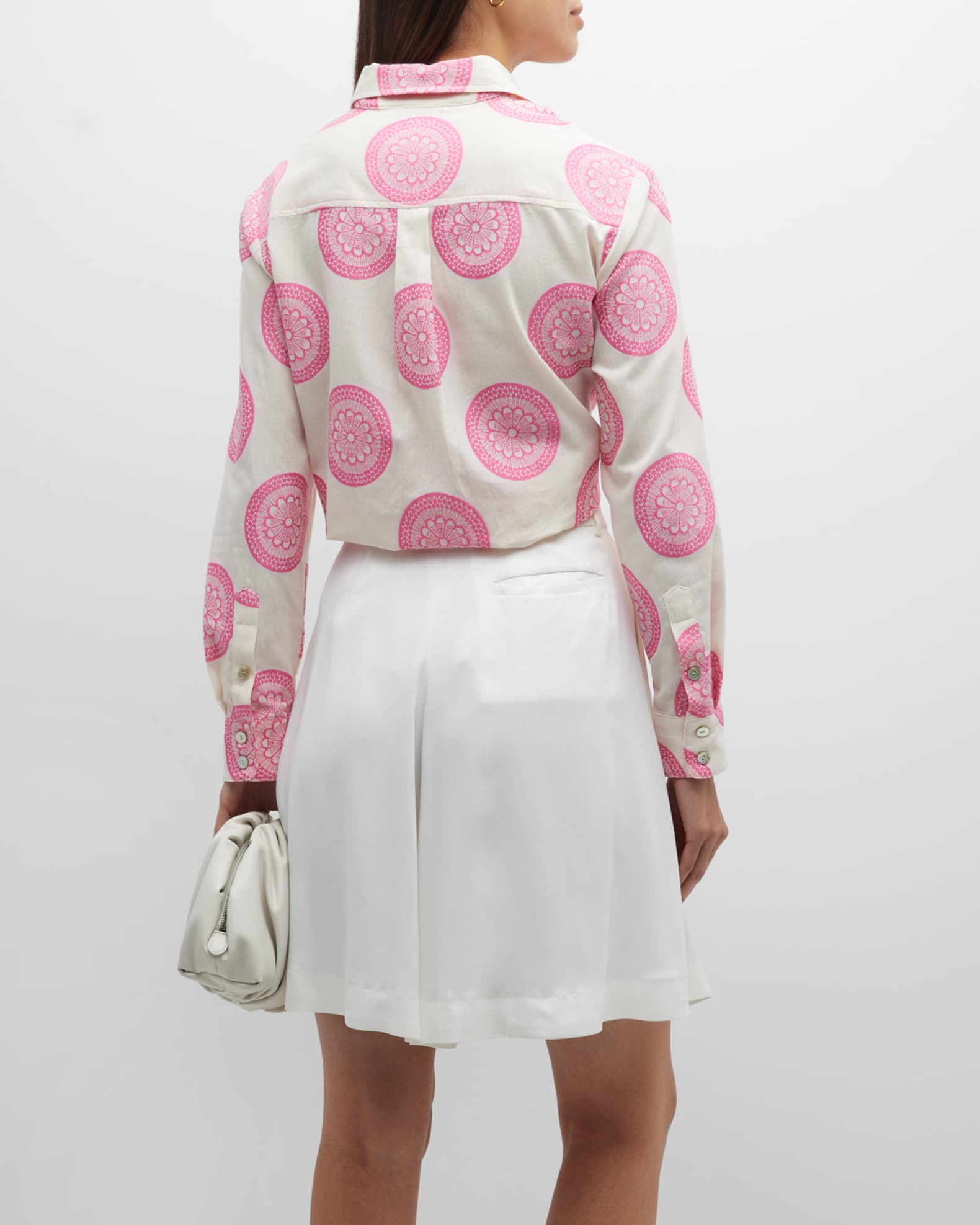 Finley Alexa Medallion-Print Point-Collar Boyfriend Shirt | Neiman Marcus