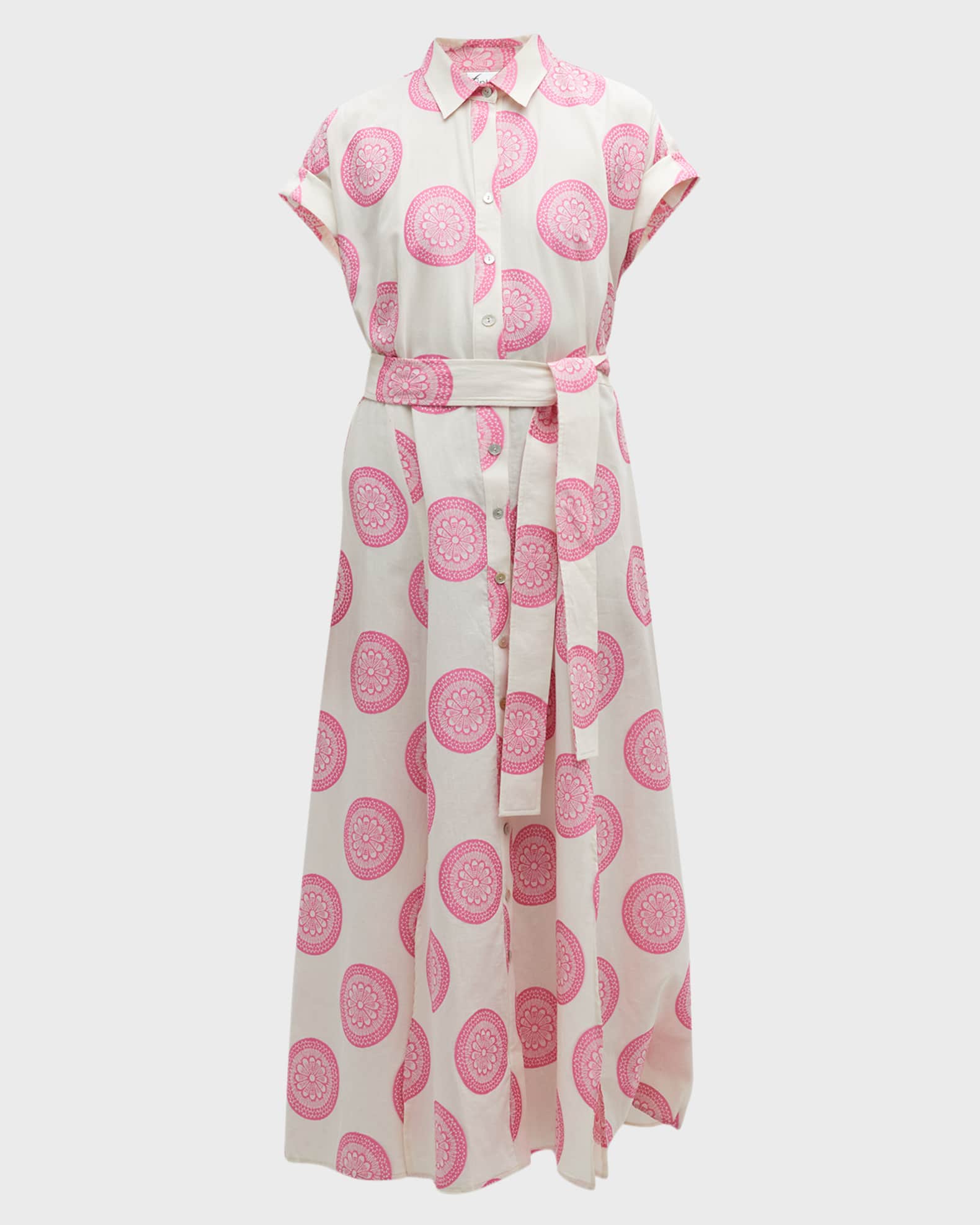 Finley Chantel Medallion-Print Tie-Belt Midi Shirtdress | Neiman Marcus
