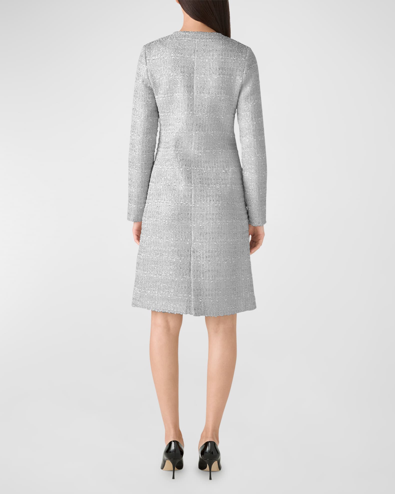 St. John Metallic Eyelash Tweed Knit Top Coat | Neiman Marcus