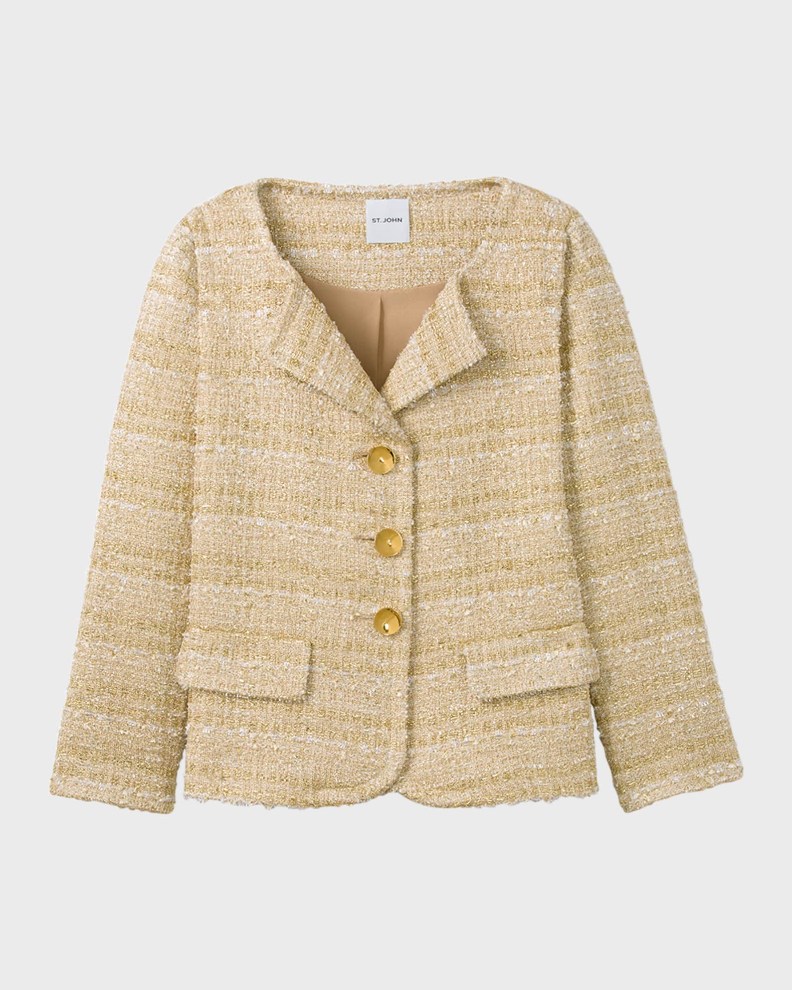 St. John Metallic Eyelash Tweed Short Jacket | Neiman Marcus
