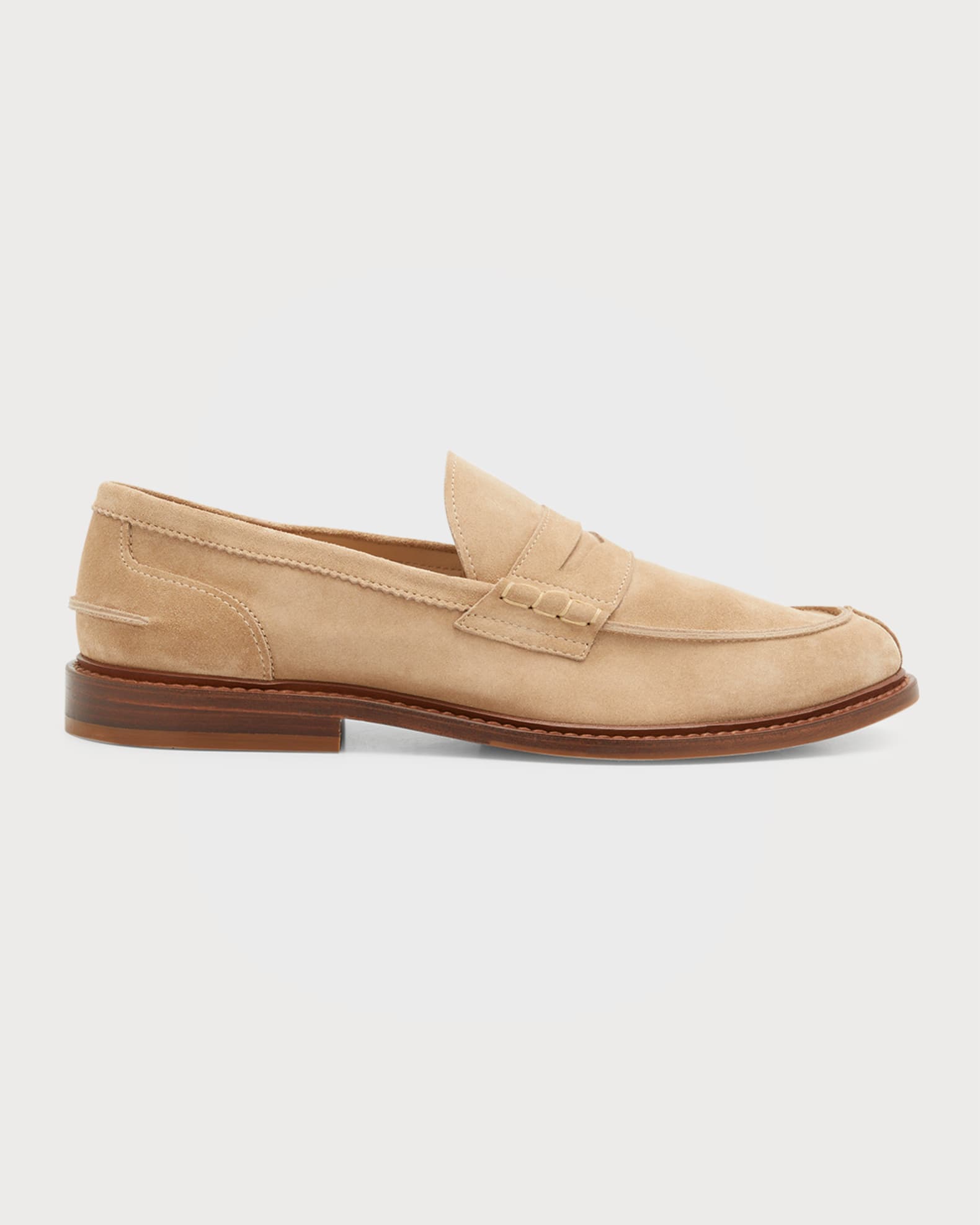 Brunello Cucinelli Men's Suede Leather Penny Loafers | Neiman Marcus