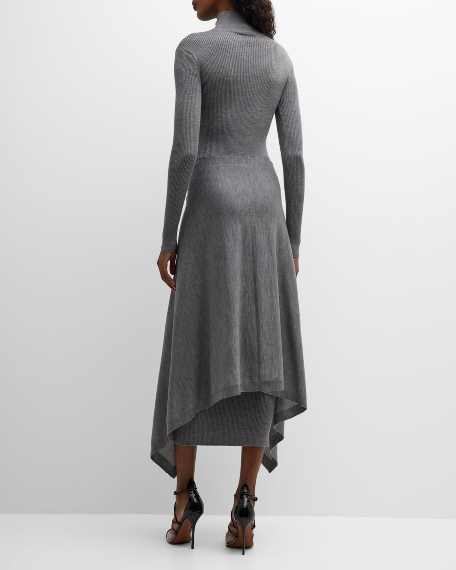 ALAIA Cashmere Knit Midi Dress with Cape | Neiman Marcus