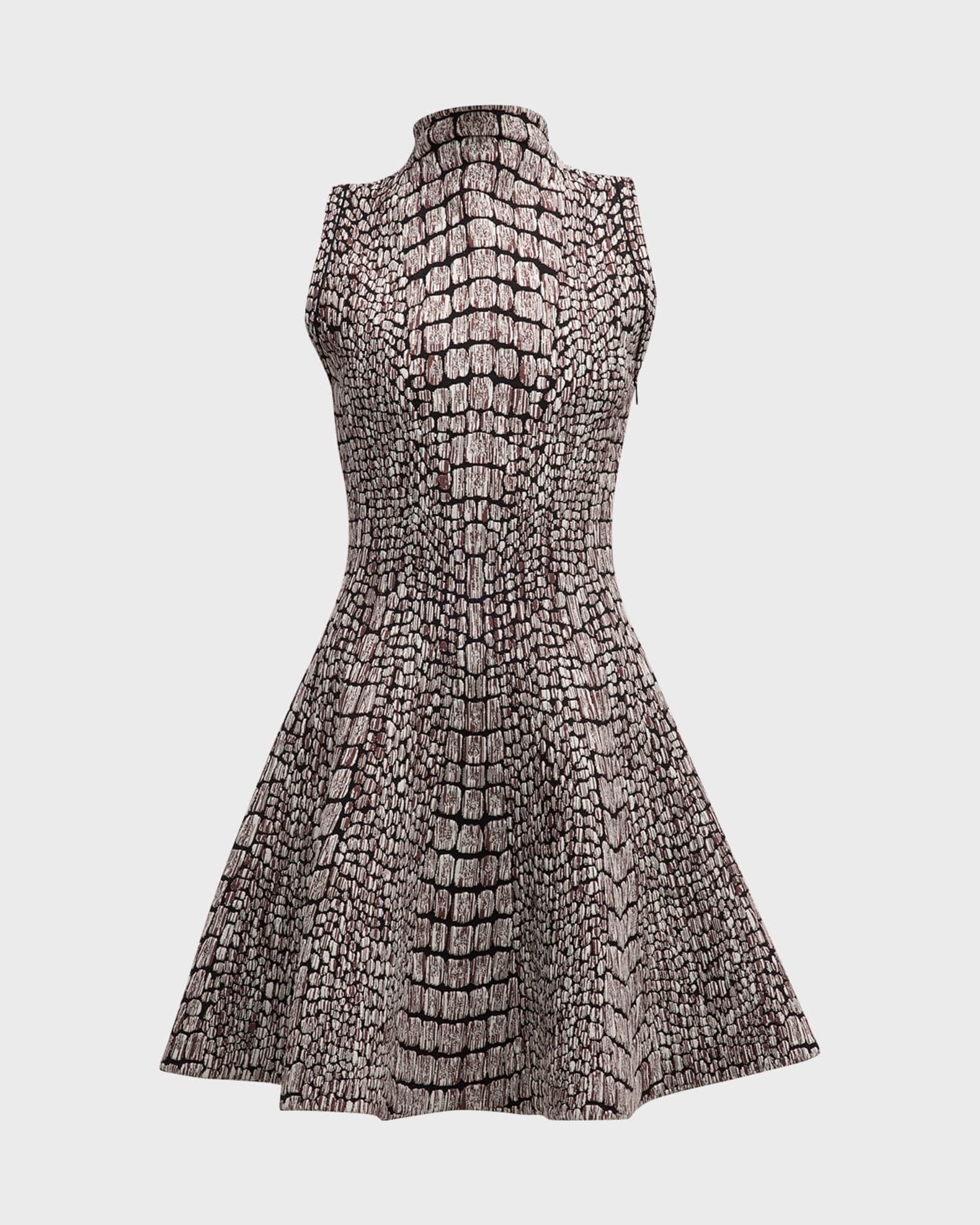 ALAIA Crocodile Print Jacquard Mini Dress | Neiman Marcus