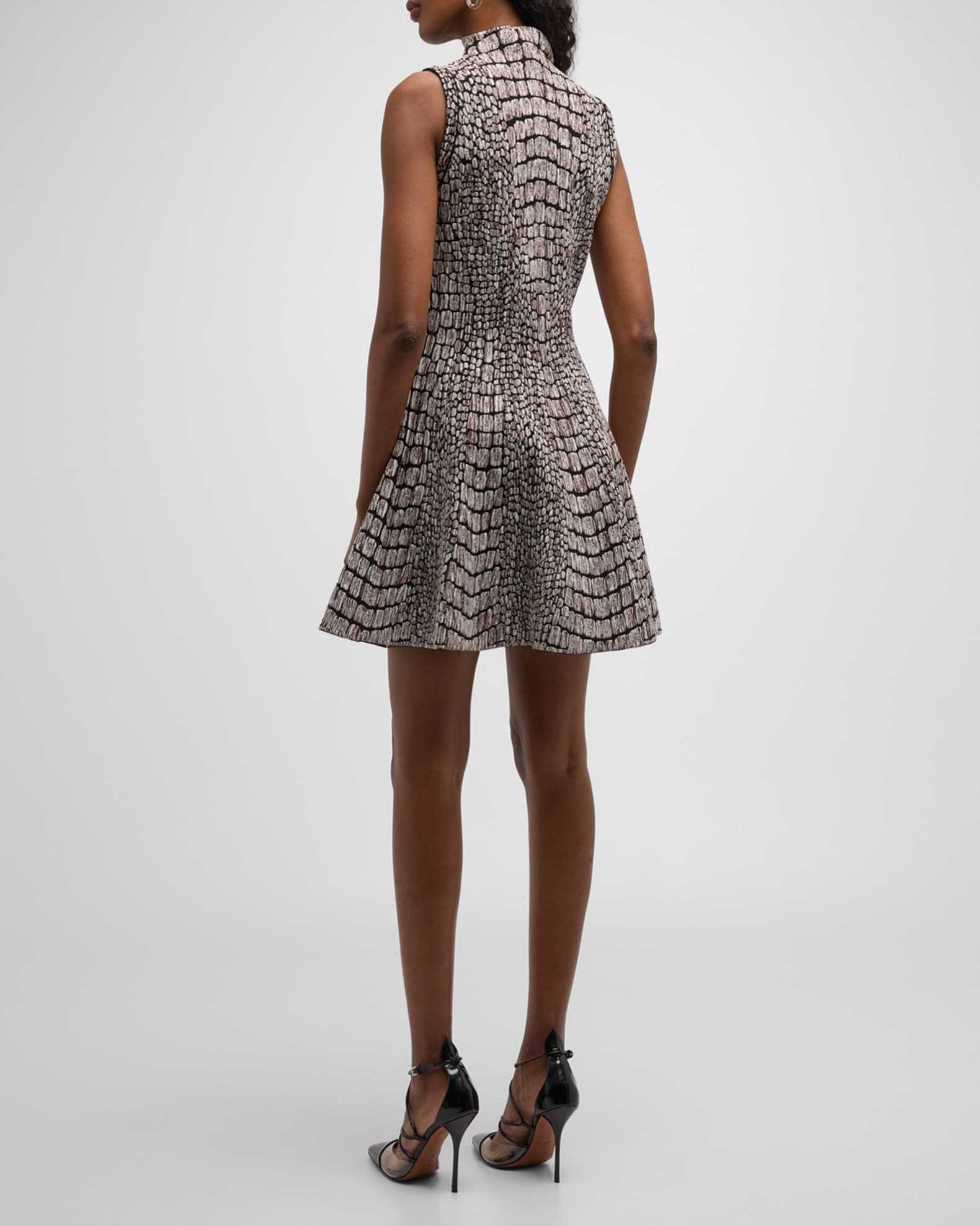 ALAIA Crocodile Print Jacquard Mini Dress | Neiman Marcus