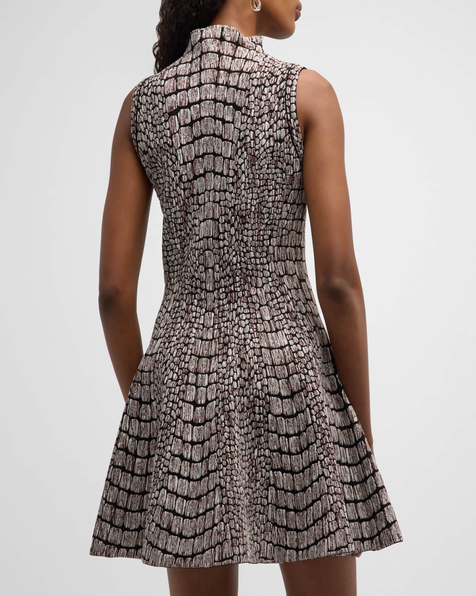 ALAIA Crocodile Print Jacquard Mini Dress | Neiman Marcus