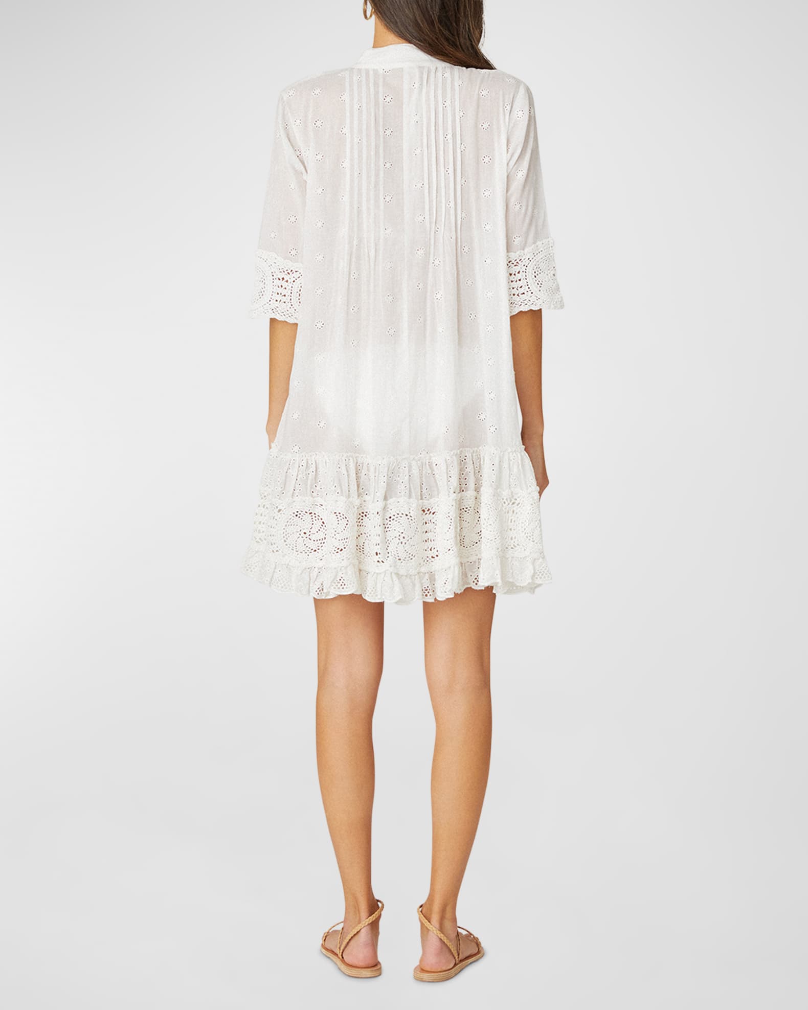 Shoshanna Milos Eyelet Embroidered Mini Dress | Neiman Marcus