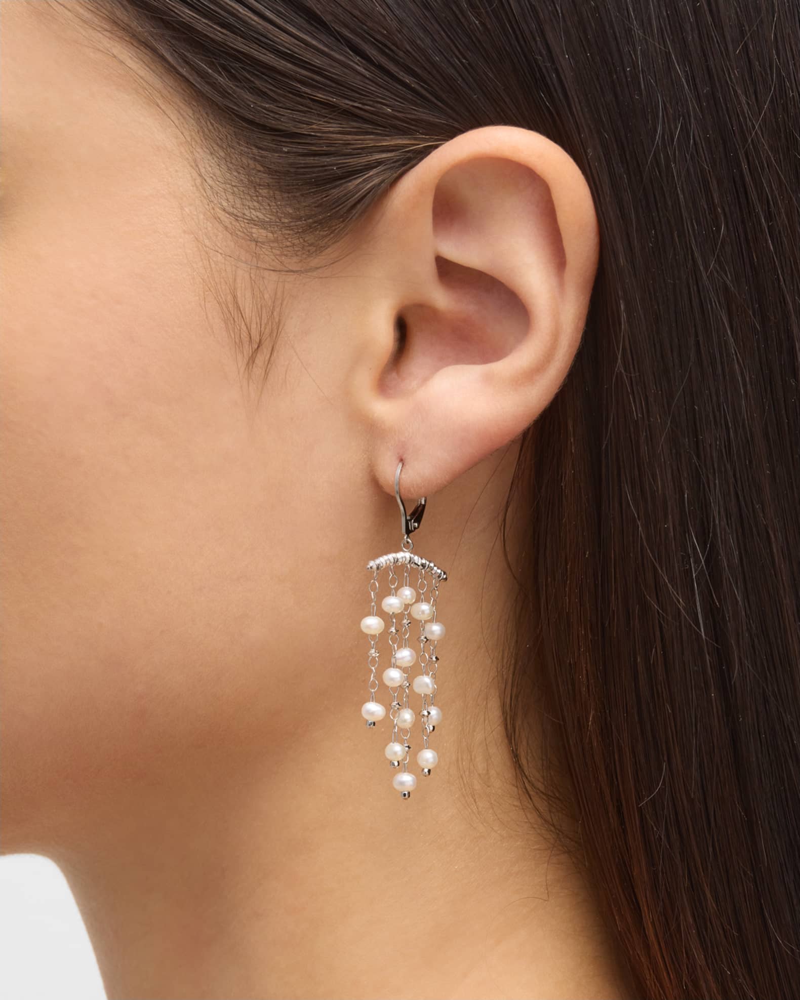 Platinum Born Debut Bar Platinum and Pearl Earrings | Neiman Marcus