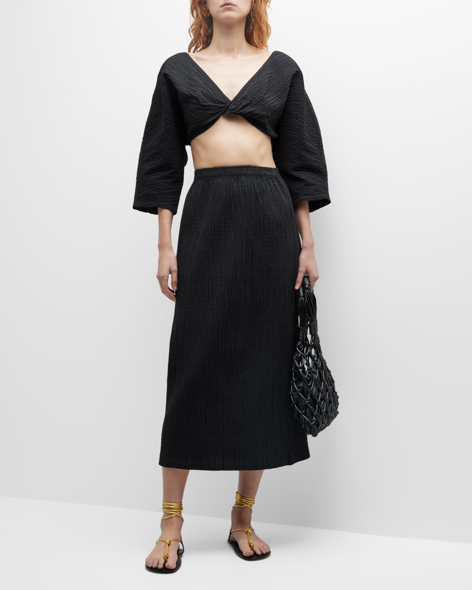 Mara Hoffman Denise Textured Midi Skirt | Neiman Marcus