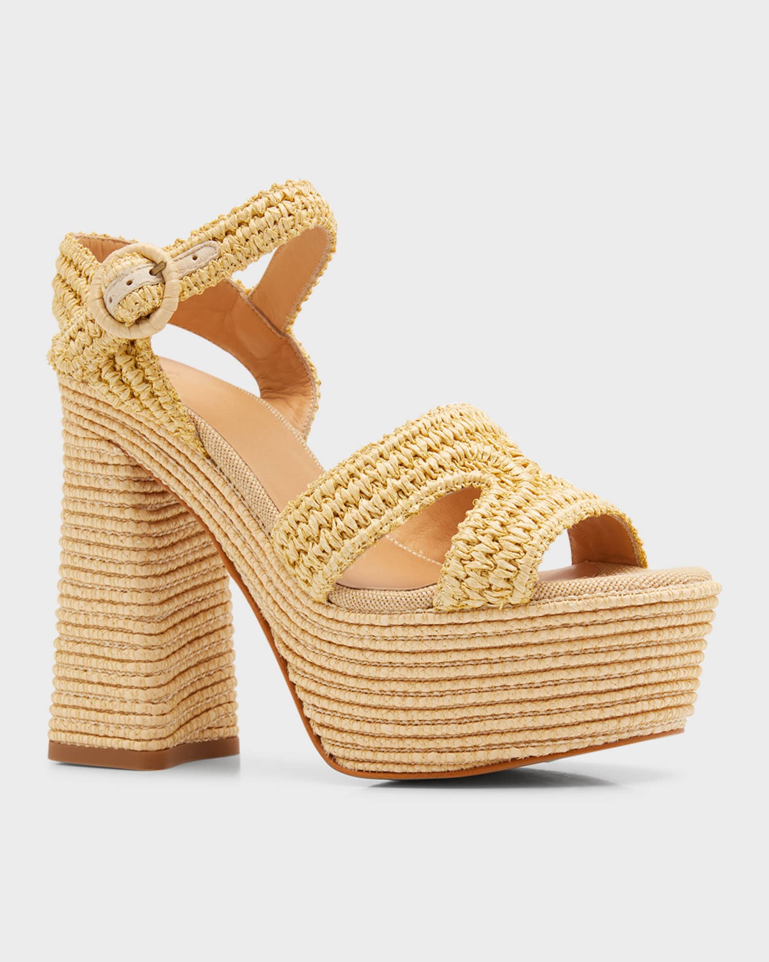 Castaner Adriana Raffia Platform Sandals | Neiman Marcus