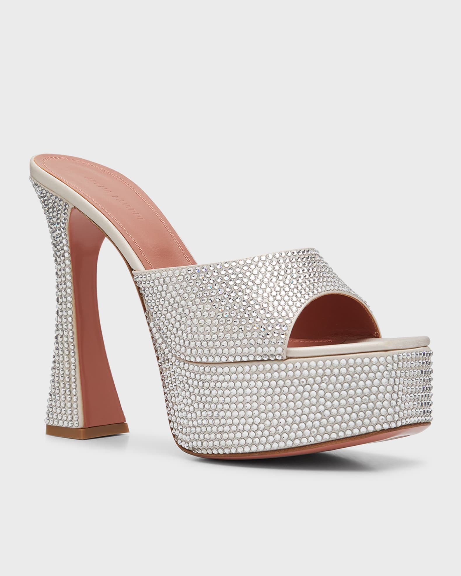 Amina Muaddi Dalida Crystal Slide Platform Sandals | Neiman Marcus