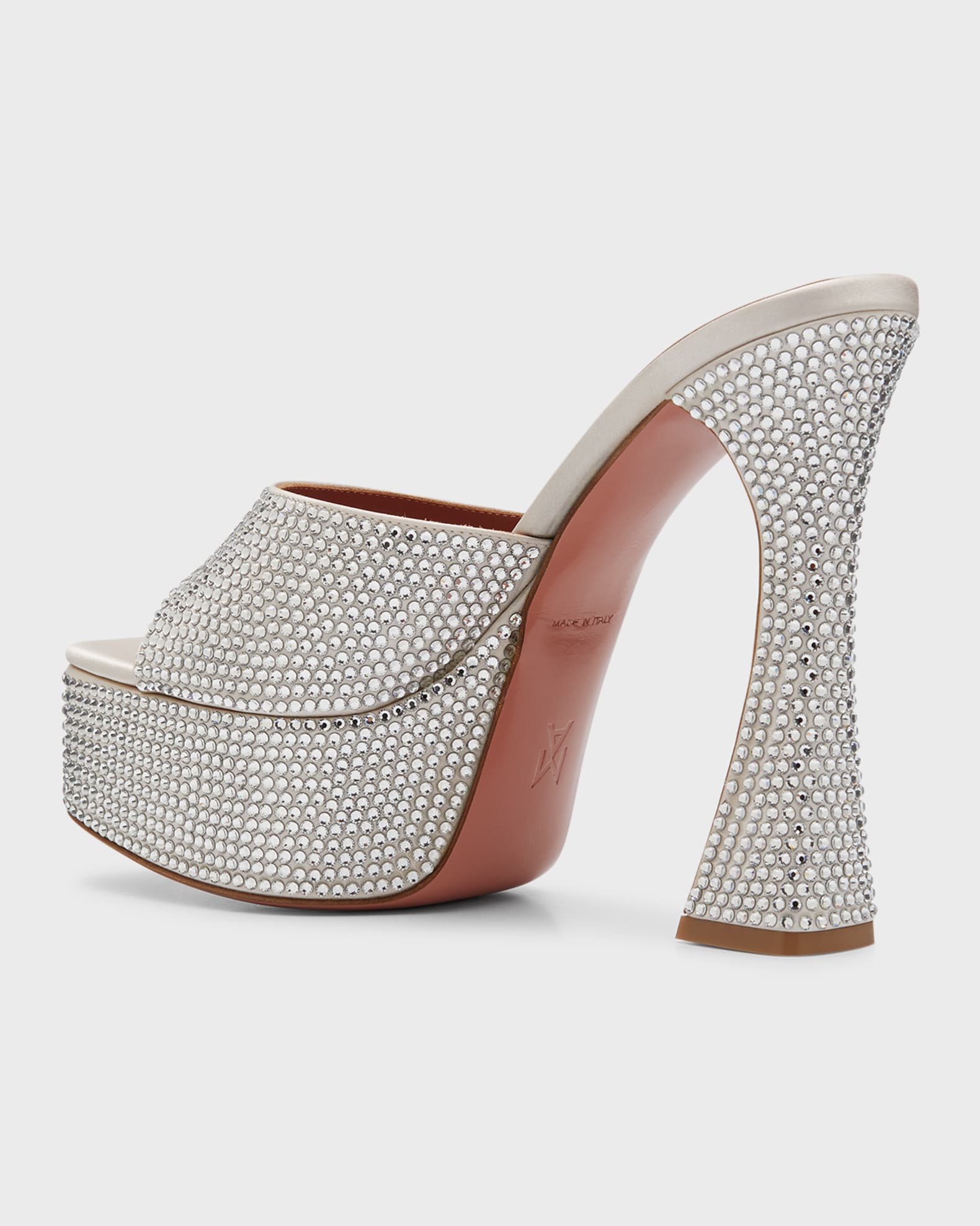 Amina Muaddi Dalida Crystal Slide Platform Sandals | Neiman Marcus
