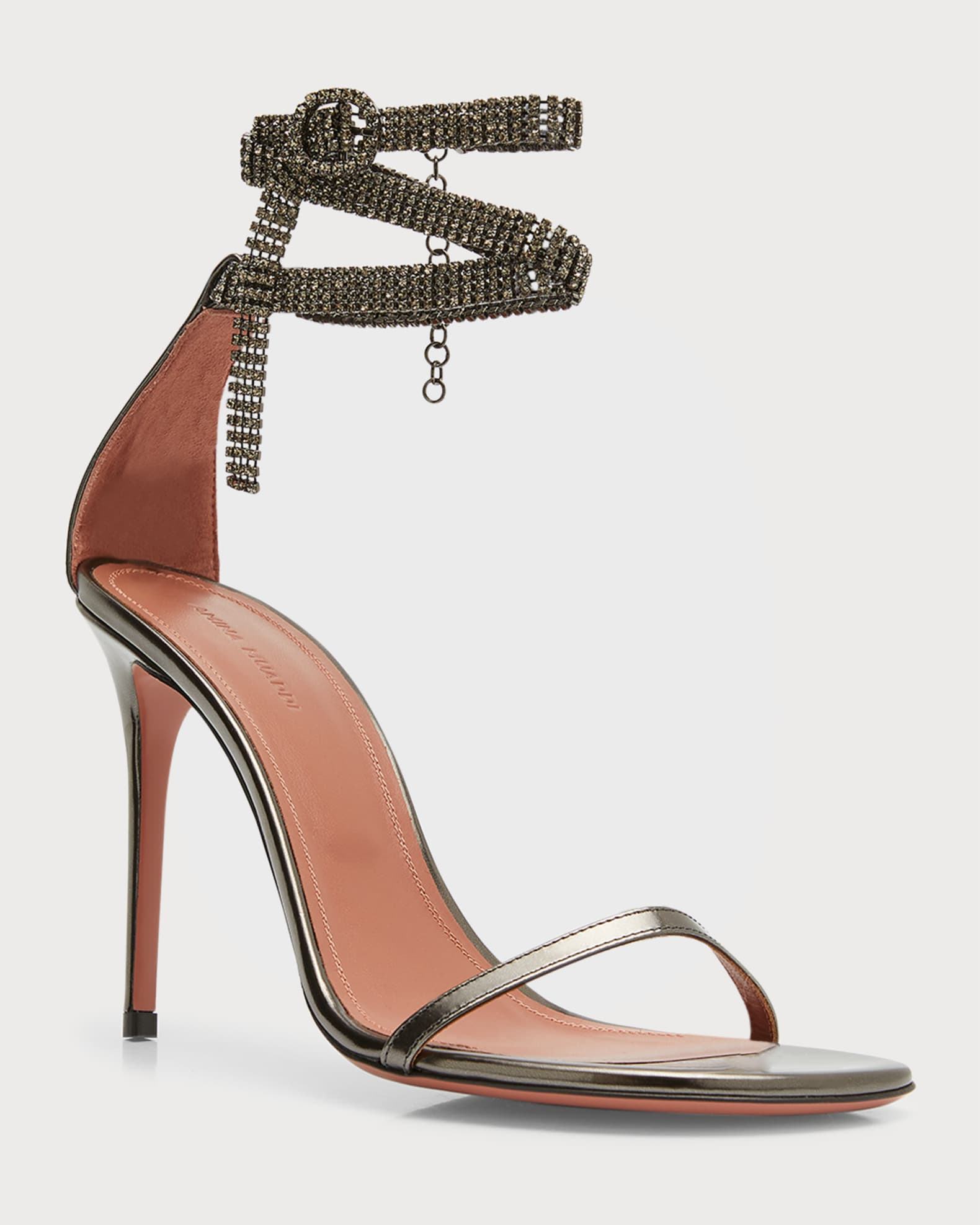 Amina Muaddi Giorgia Metallic Crystal-Cuff Sandals | Neiman Marcus
