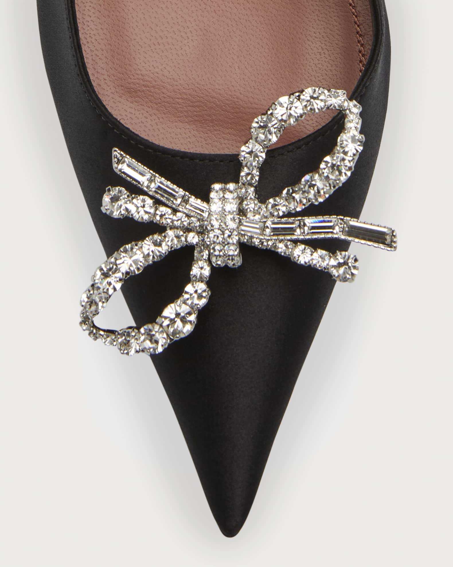 Amina Muaddi Rosie Crystal Bow Satin Pumps | Neiman Marcus